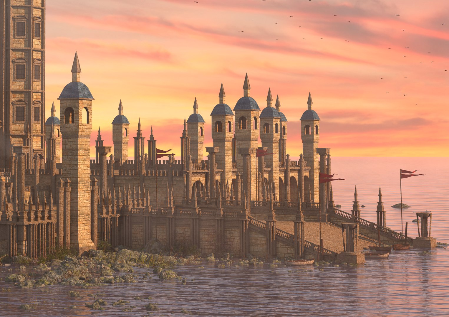 Fantasy Castle Port 3D - TurboSquid 1877665
