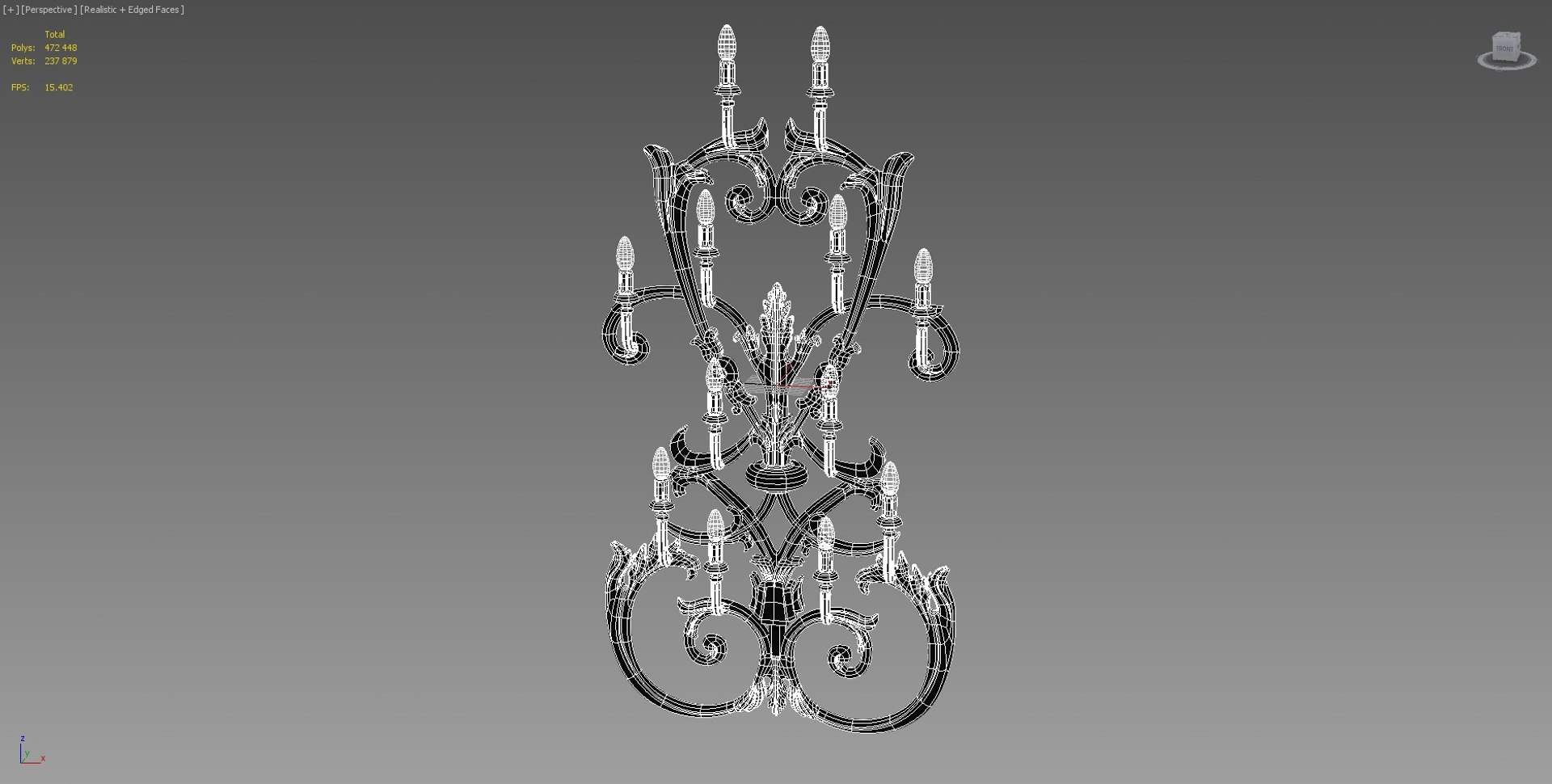 3d Sconce Baroque Rendering Model