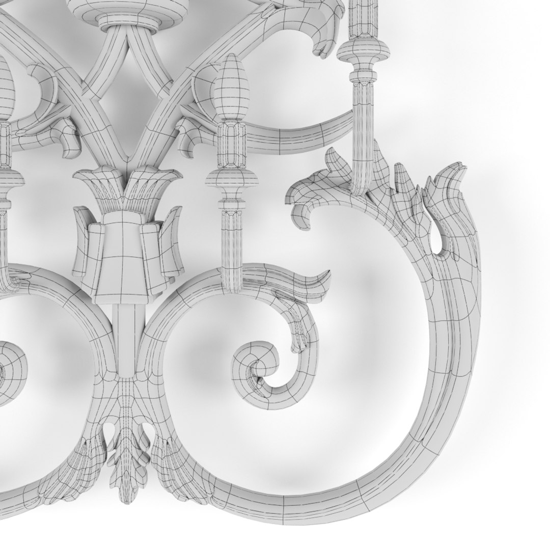 3d Sconce Baroque Rendering Model