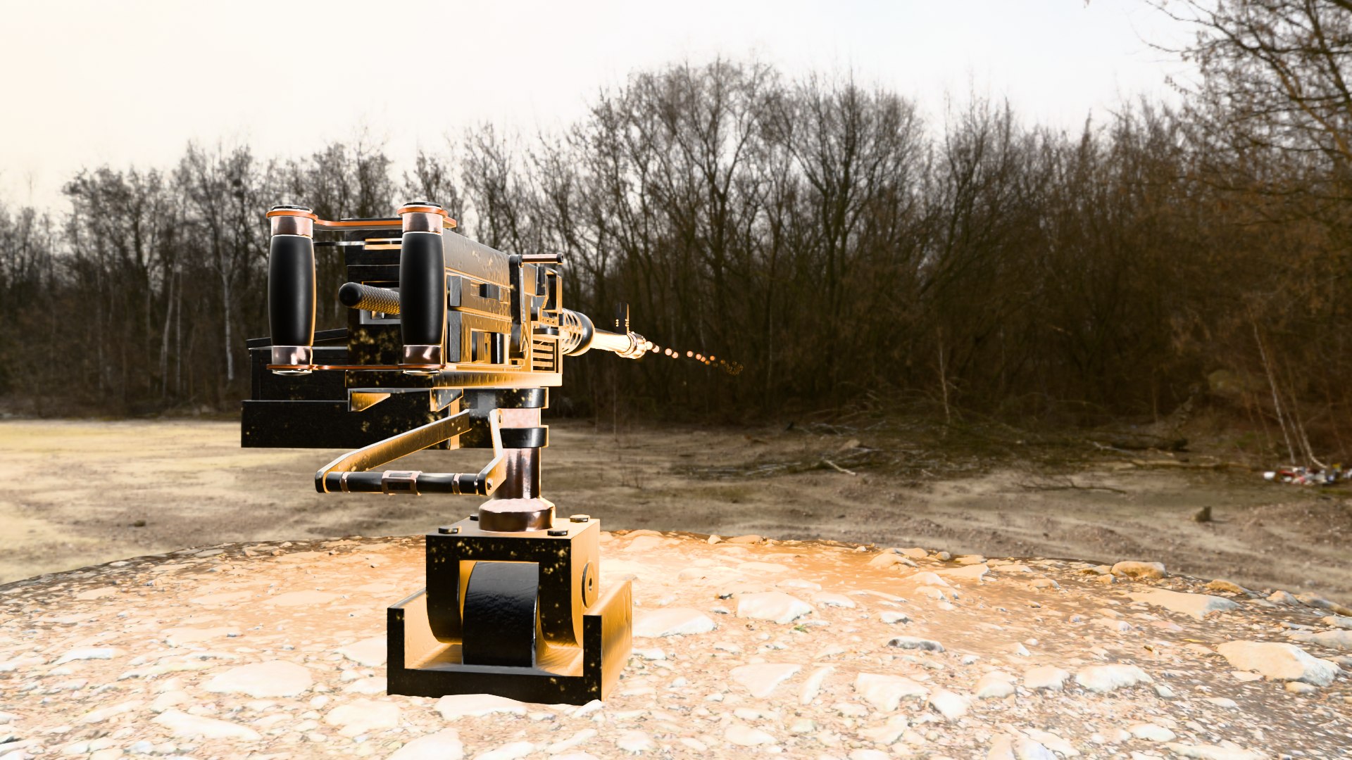 Machine Gun Firing Animated Turret 3D Model - TurboSquid 2408471