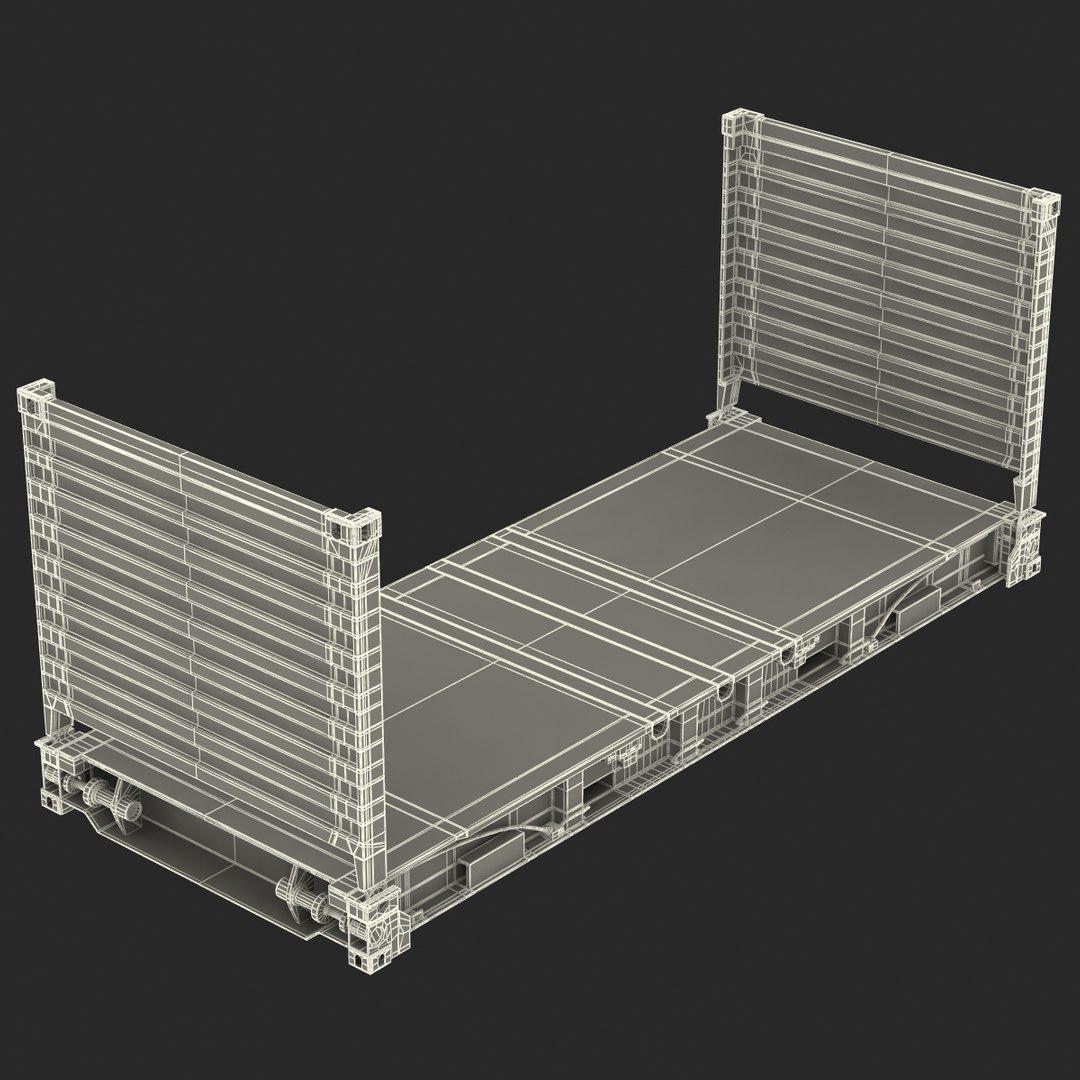 3d flat rack container brown