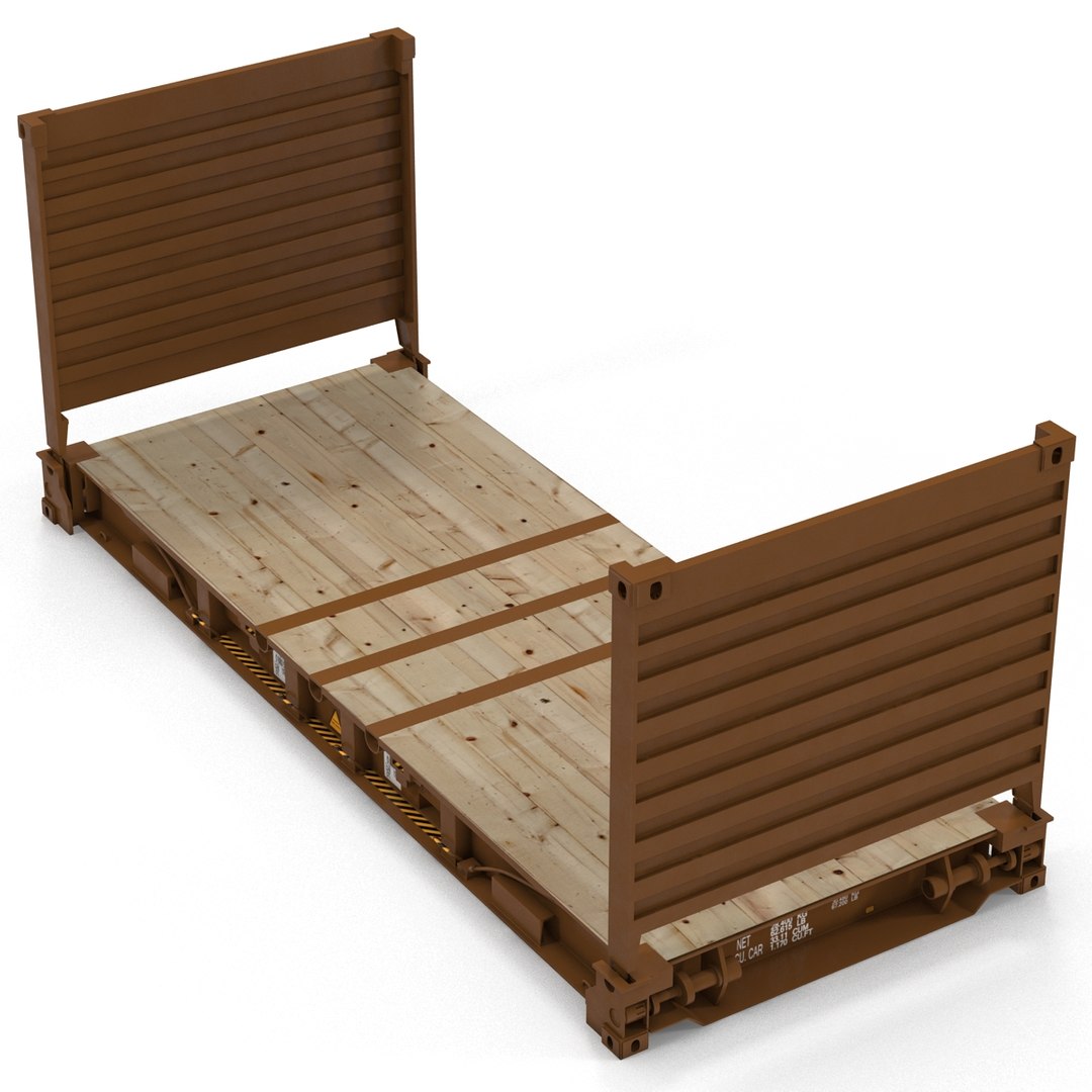 3d Flat Rack Container Brown