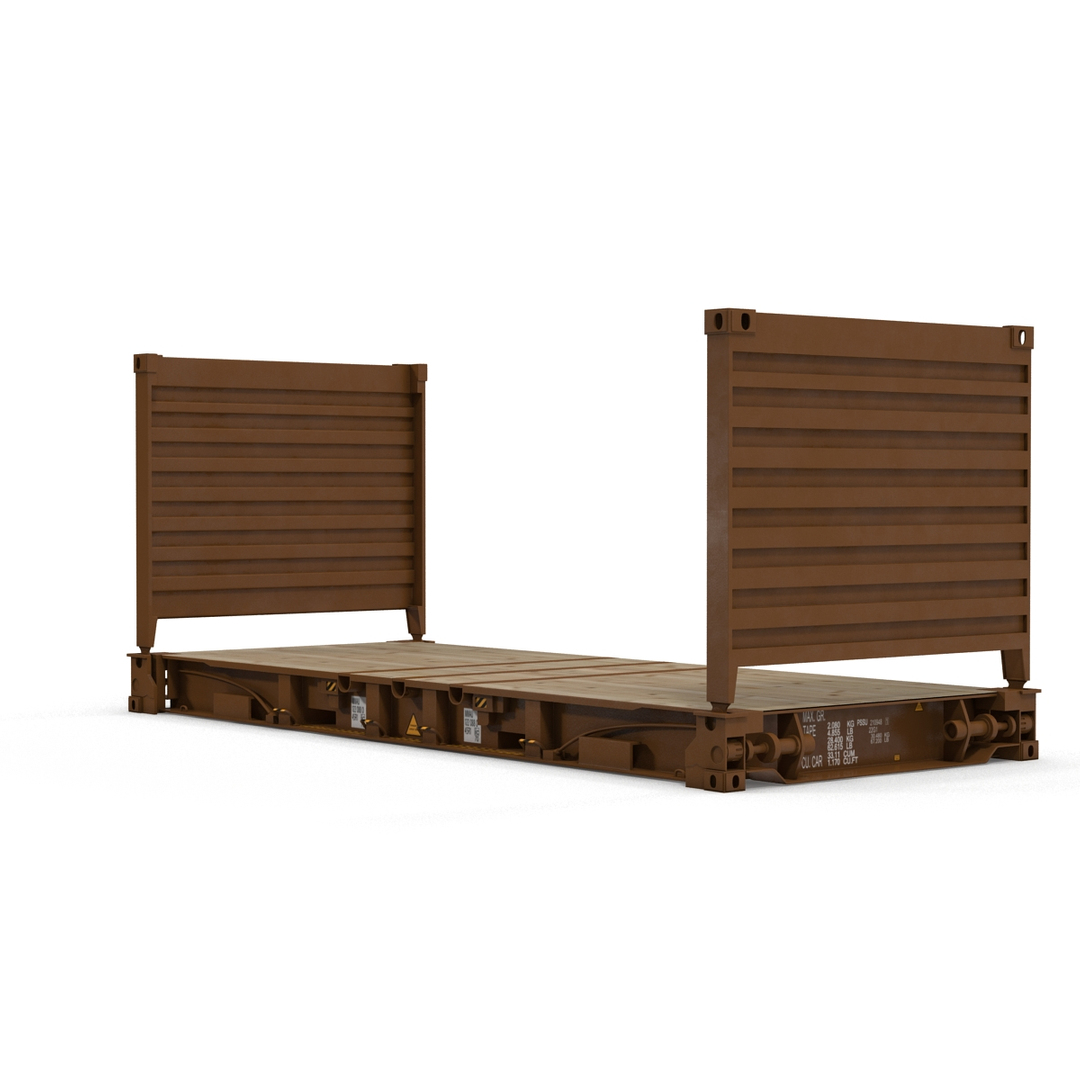 3d Flat Rack Container Brown