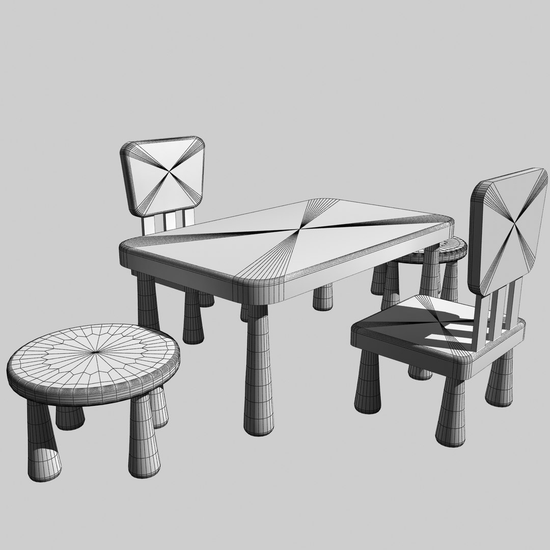 Kids Chair Table 3D Model - TurboSquid 1264136