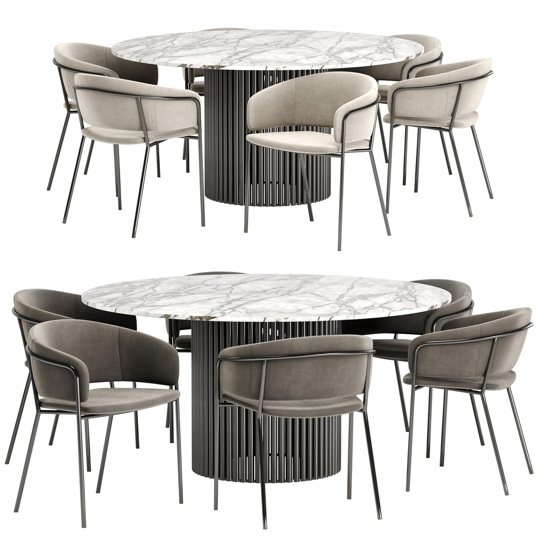 Konnie Velvet Dining set 3D - TurboSquid 2162707