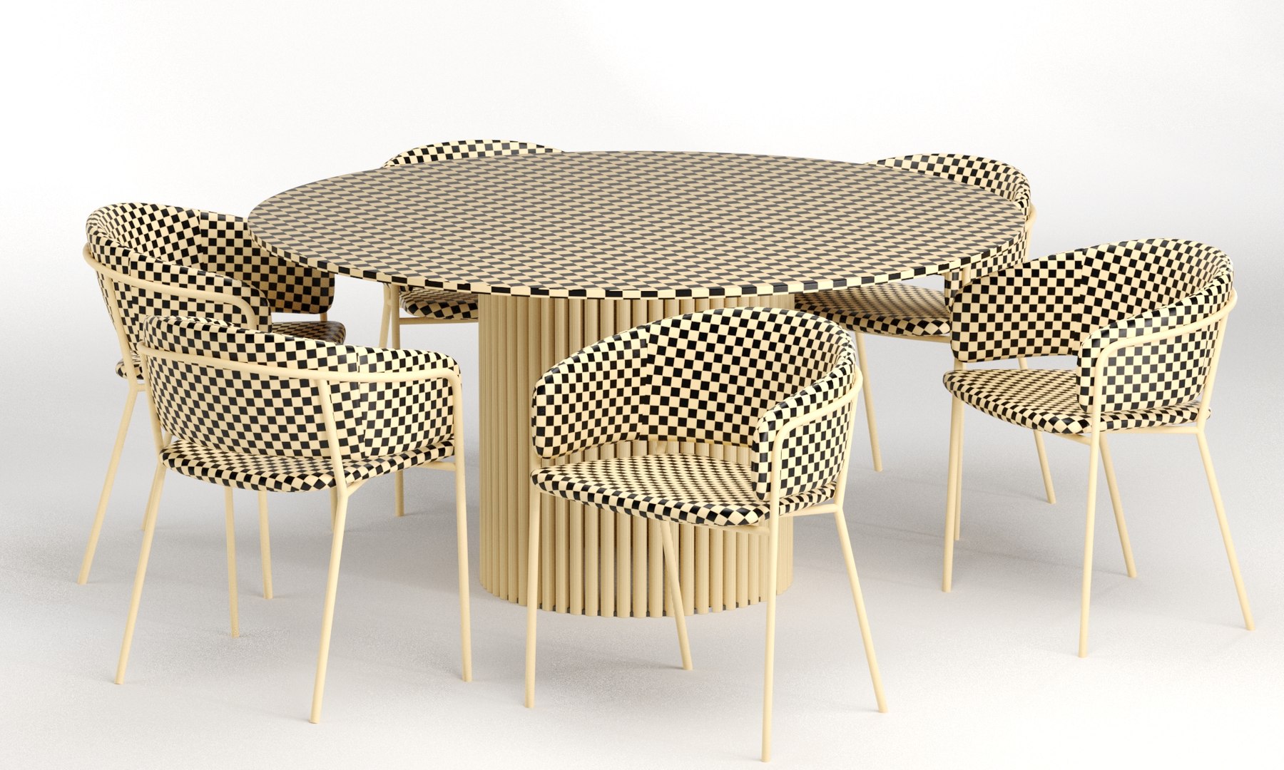 Konnie Velvet Dining Set 3D - TurboSquid 2162707