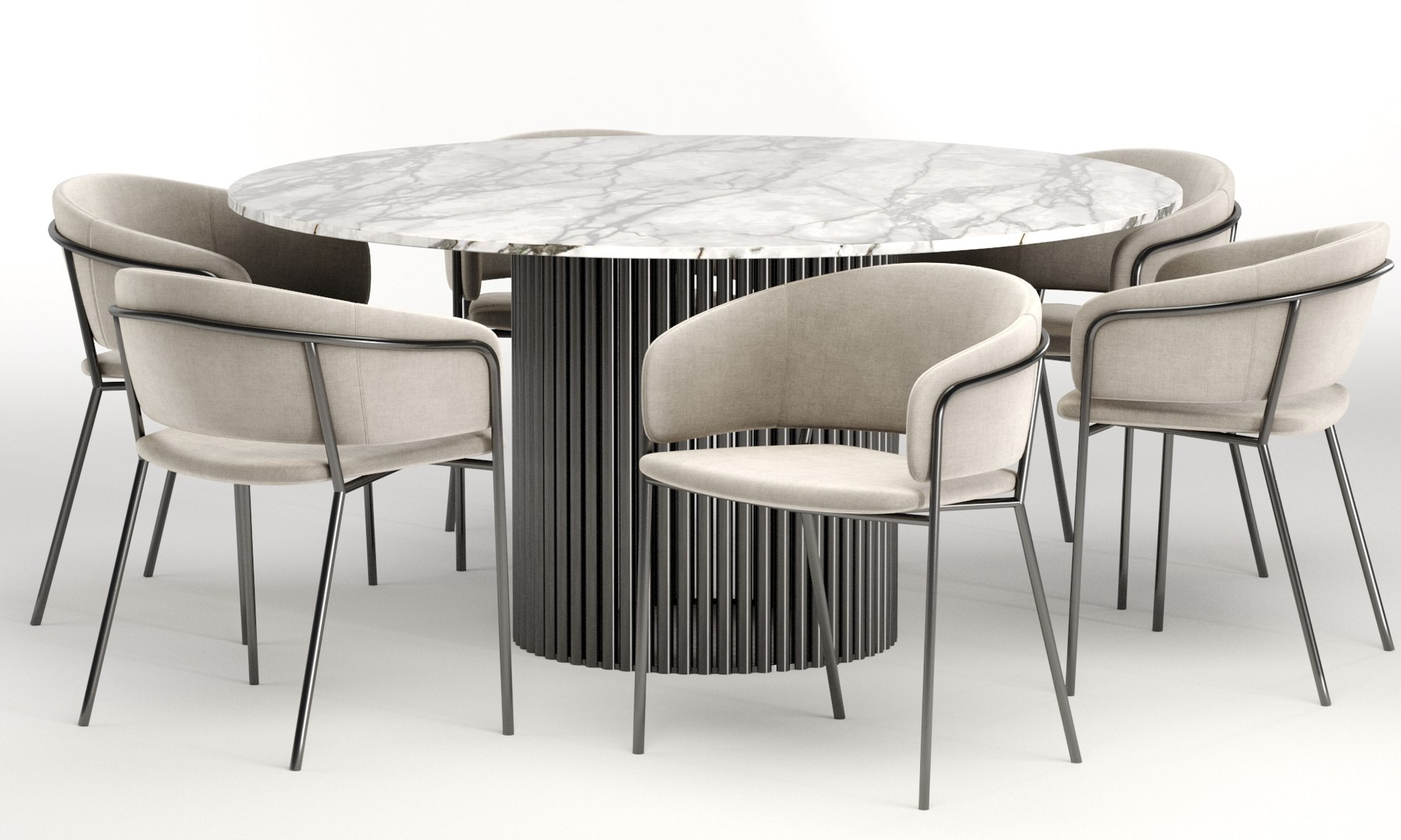 Konnie Velvet Dining Set 3D - TurboSquid 2162707