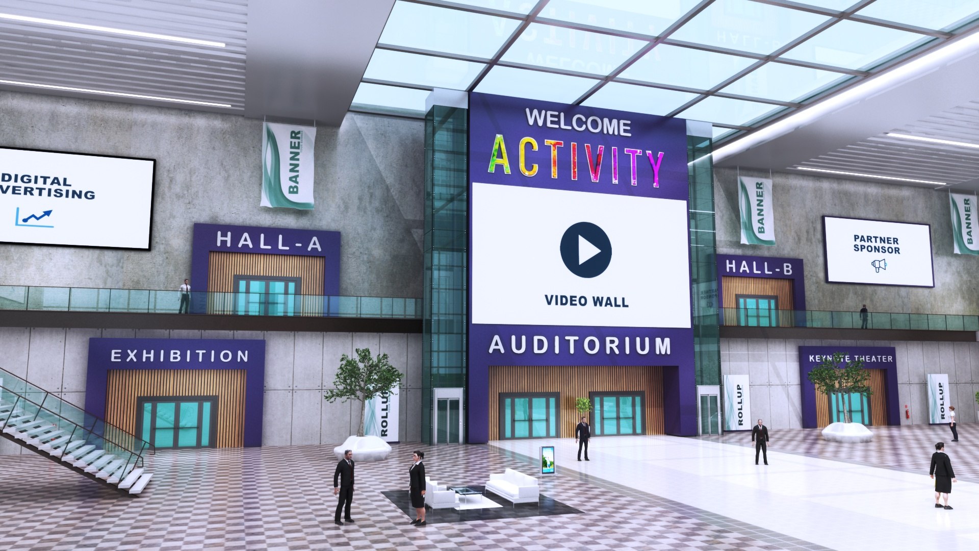 Realistic Virtual Auditorium Centre 8 3D Model - TurboSquid 1714825