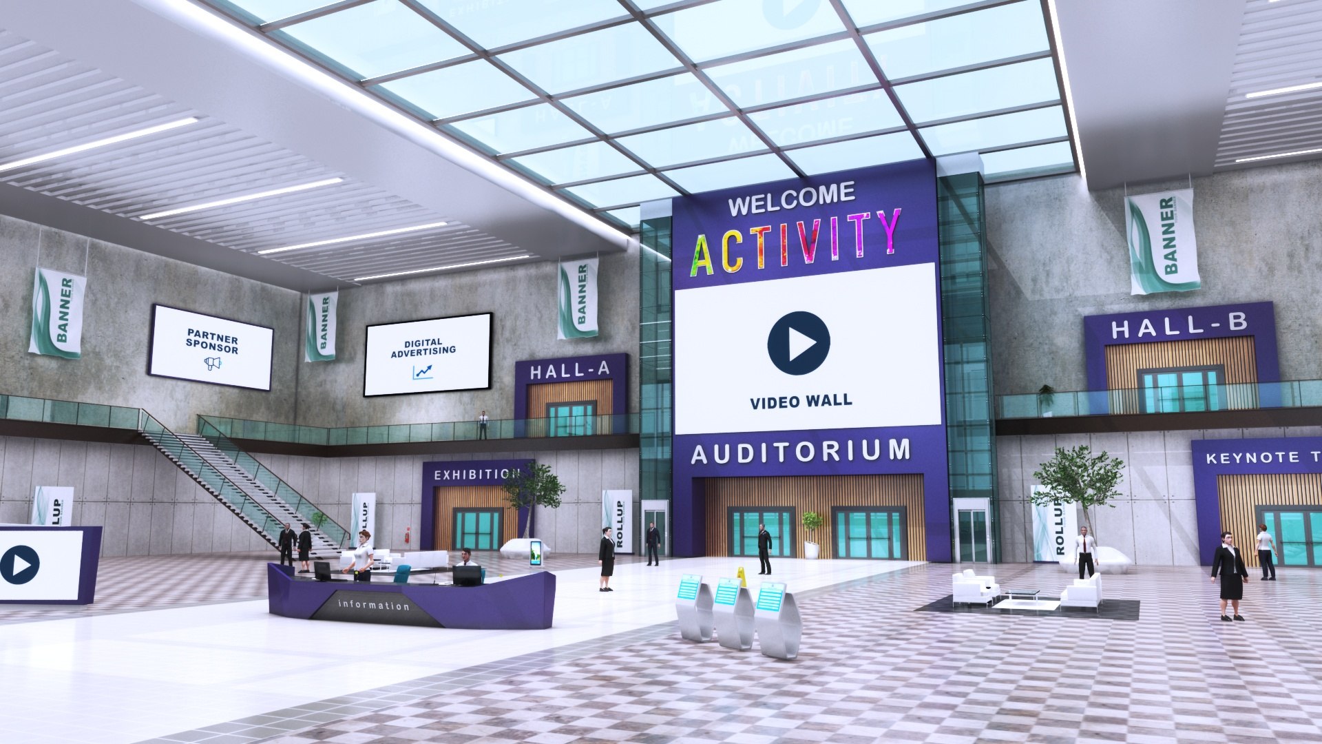 Realistic Virtual Auditorium Centre 8 3D Model - TurboSquid 1714825