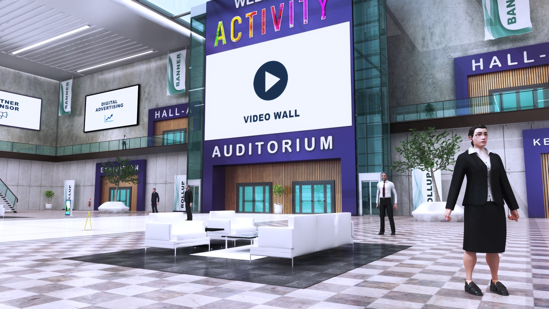 Realistic Virtual Auditorium Centre 8 3D Model - TurboSquid 1714825