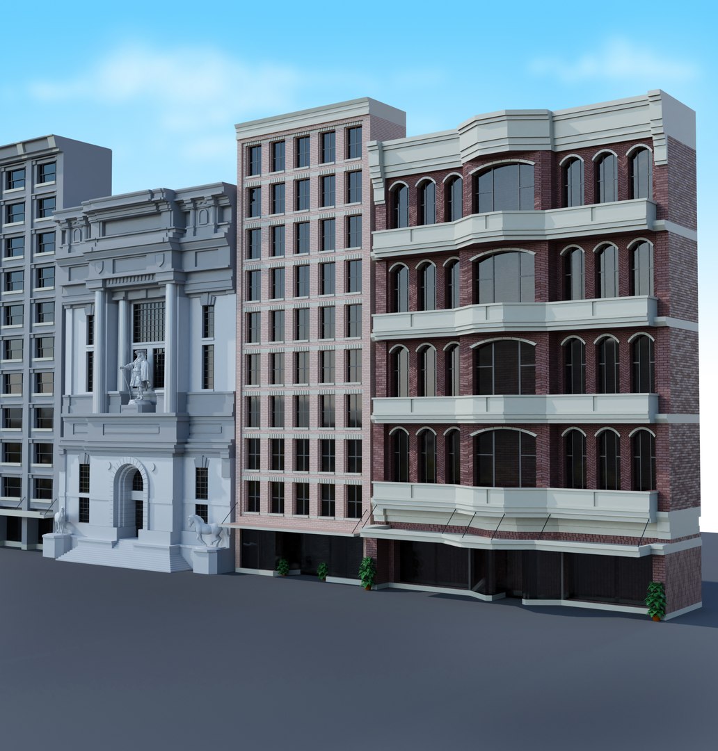Set Buildings Style 3D Model - TurboSquid 1636167