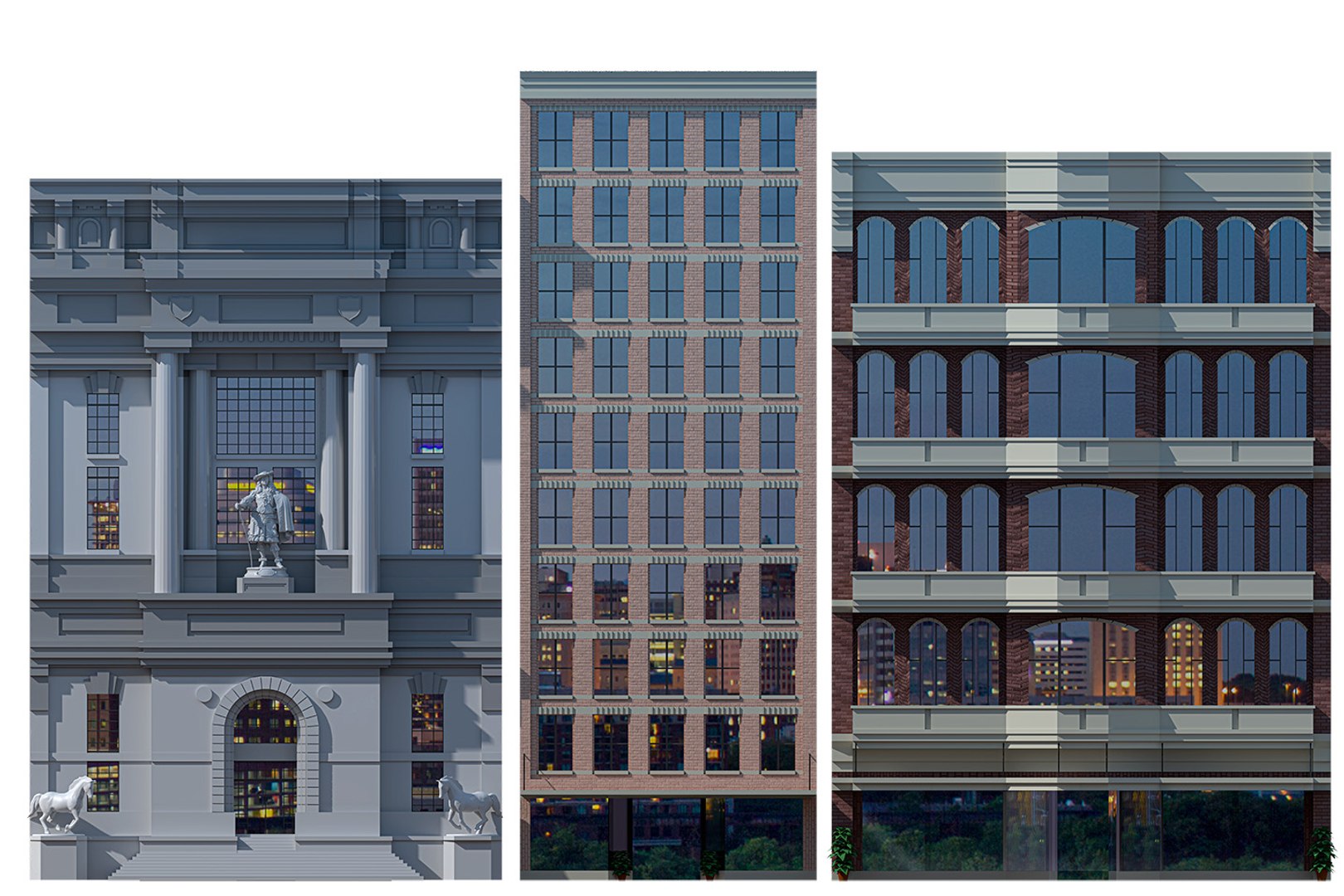 Set Buildings Style 3D Model - TurboSquid 1636167