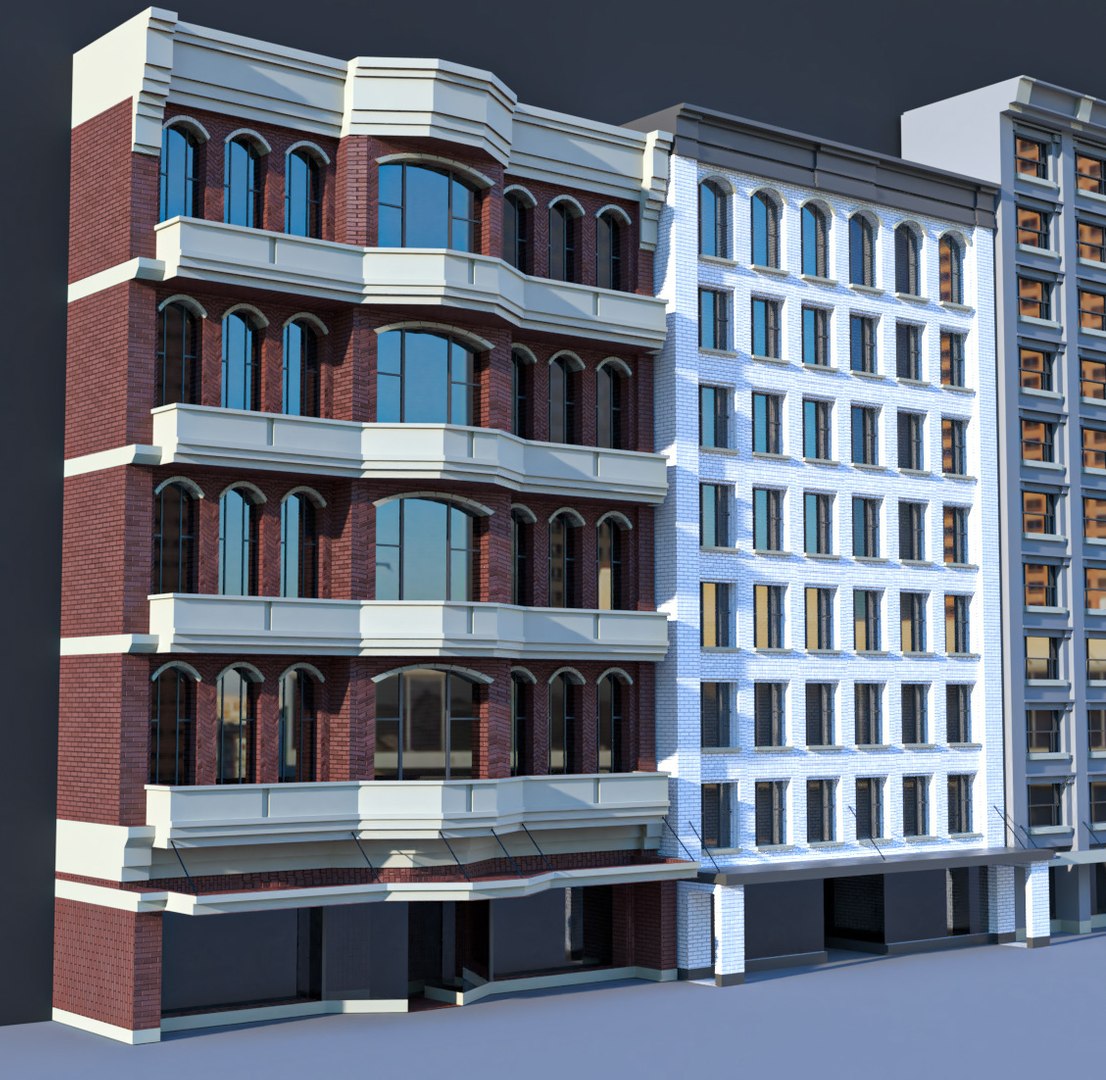 Set Buildings Style 3D Model - TurboSquid 1636167