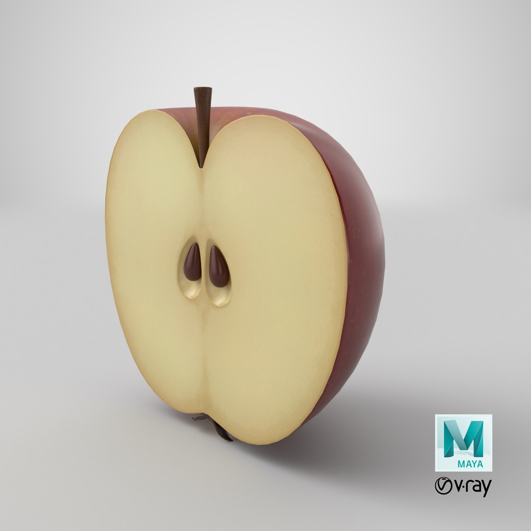 Cartoon Red Apple Half 3D Model - TurboSquid 2086509