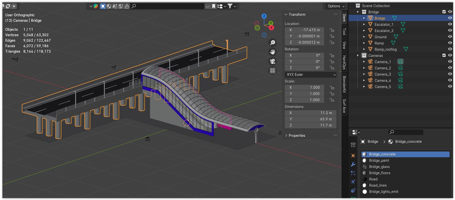 3D Model Bridge With Pedestrian Ramp - TurboSquid 2307701