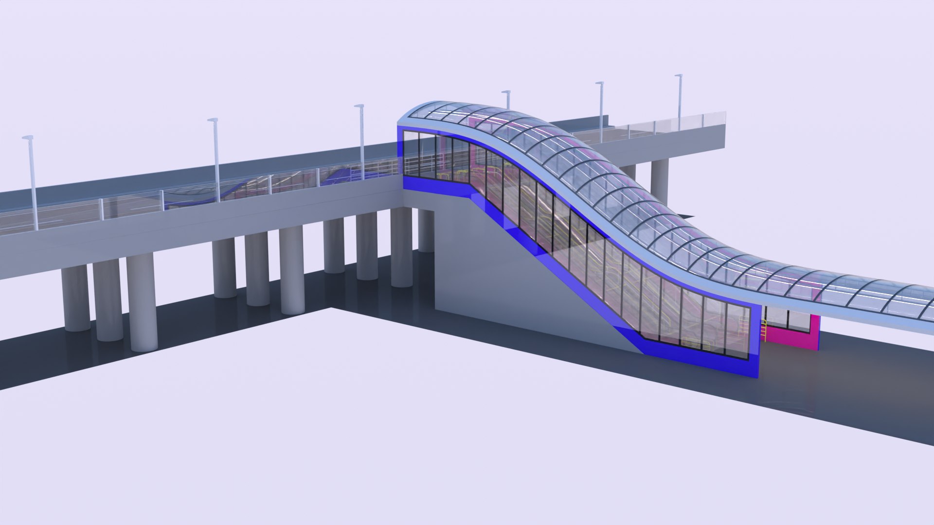 3D Model Bridge With Pedestrian Ramp - TurboSquid 2307701