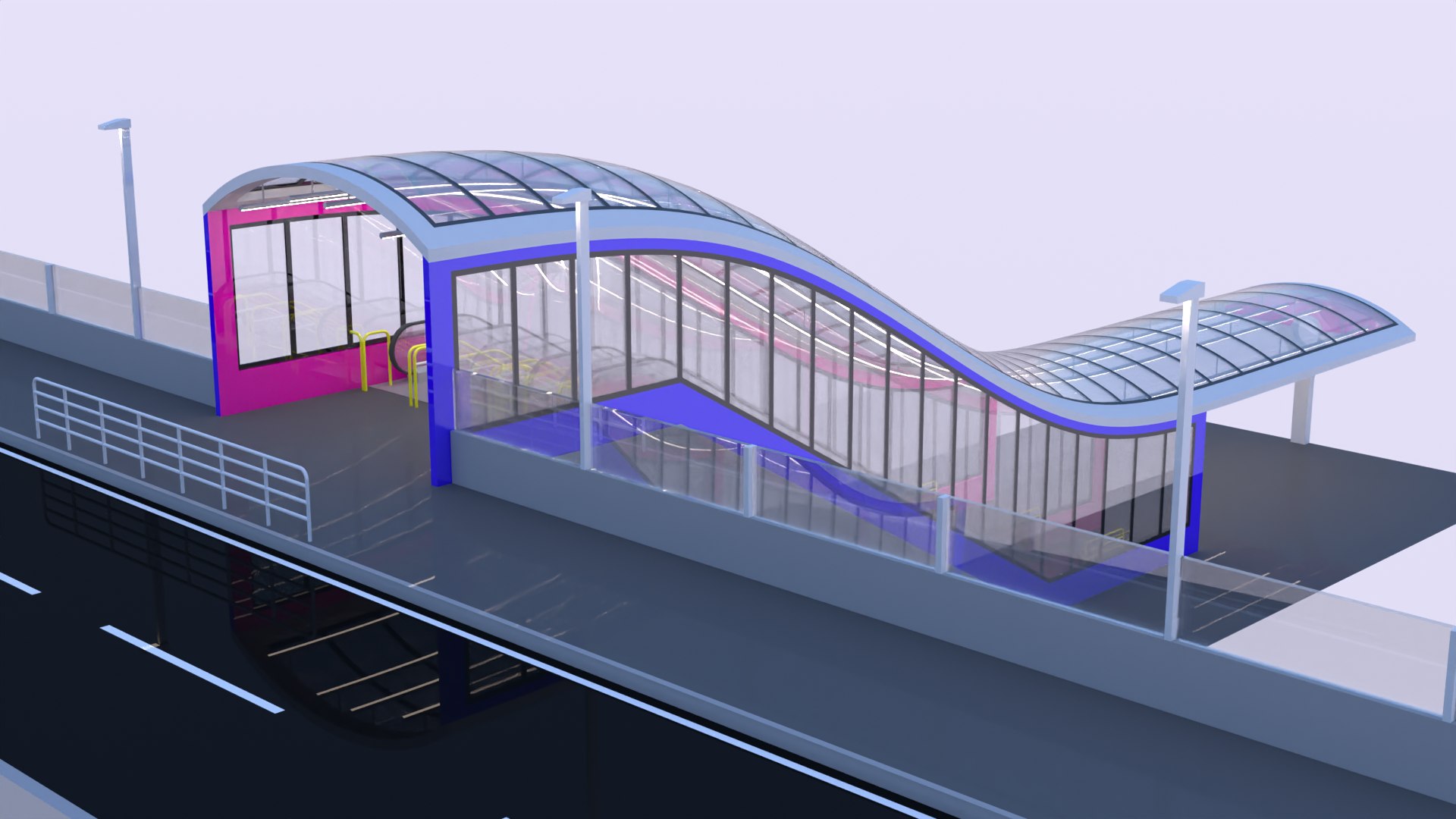 3D Model Bridge With Pedestrian Ramp - TurboSquid 2307701
