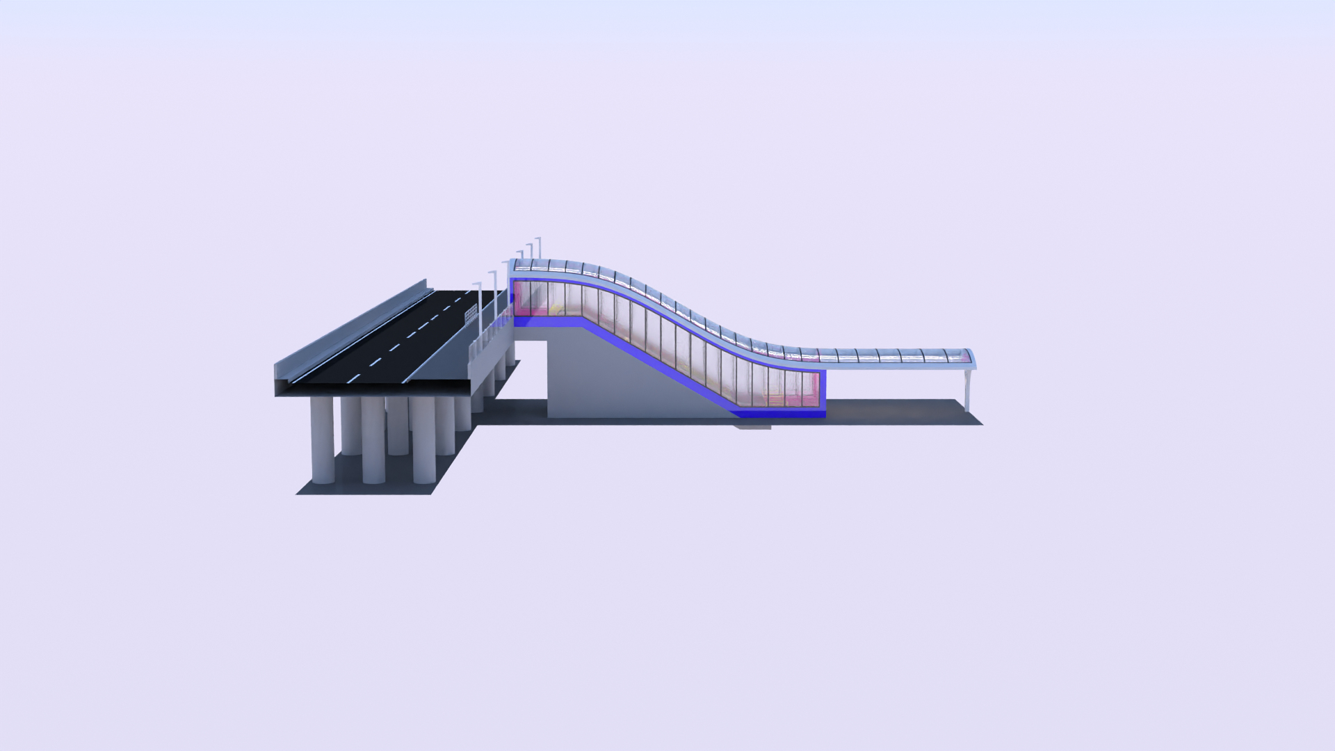 3D Model Bridge With Pedestrian Ramp - TurboSquid 2307701