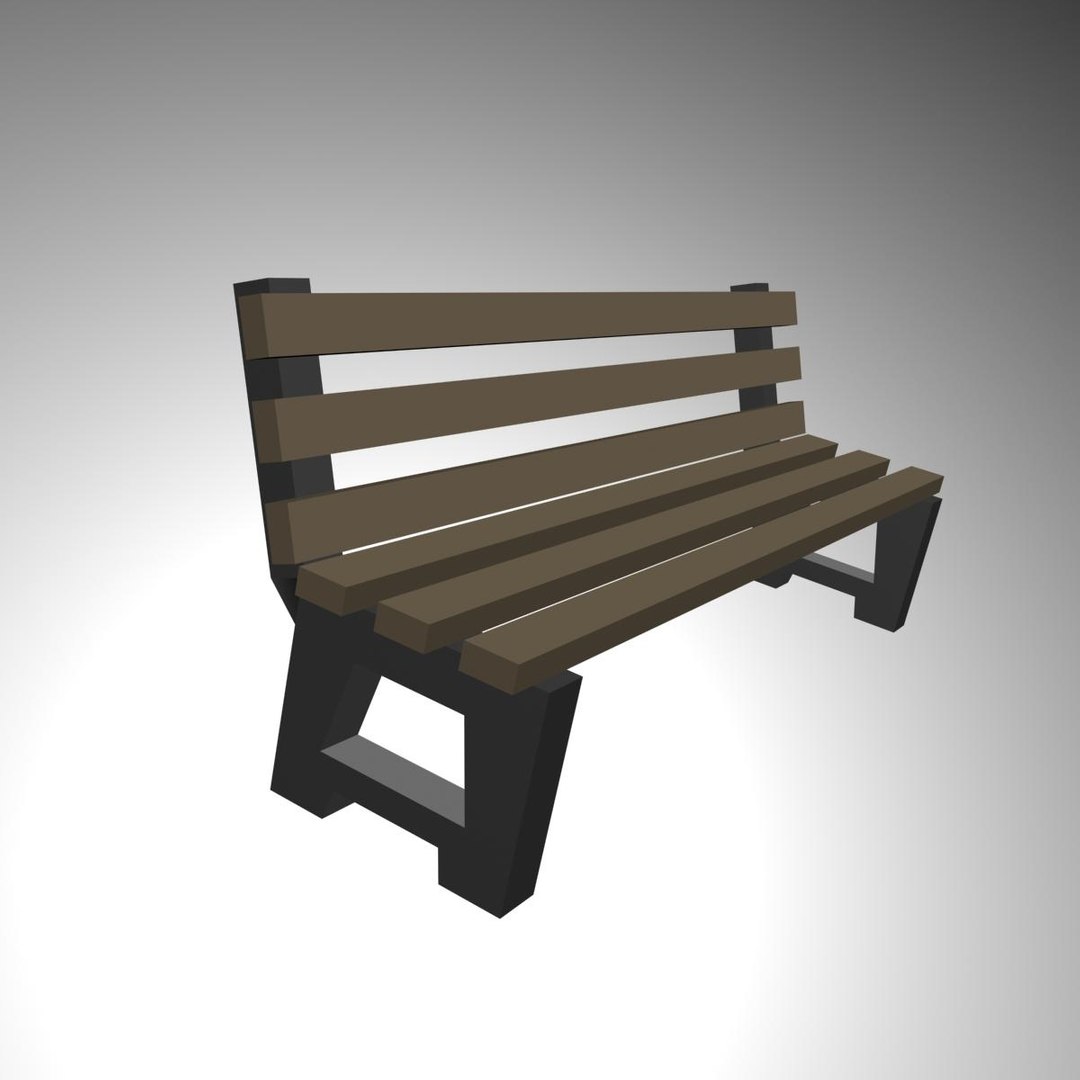 3d Low-poly Bench Model