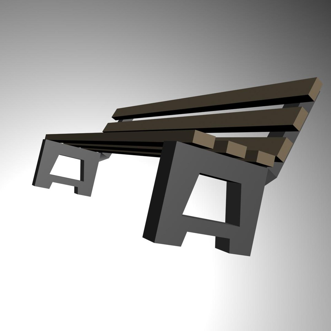 3d Low-poly Bench Model