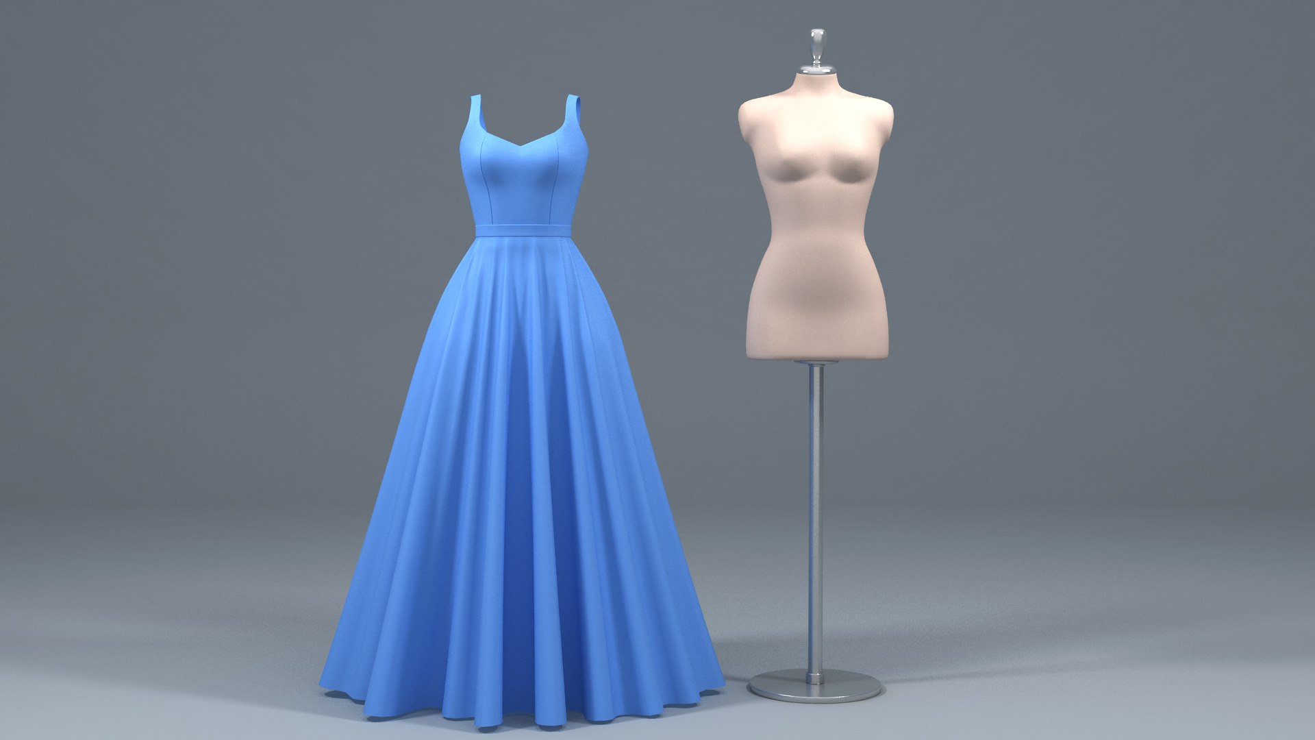 3D Model Elegant Gown Dress - TurboSquid 1483392