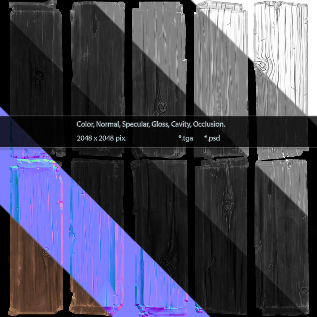 3d model stylized wooden planks