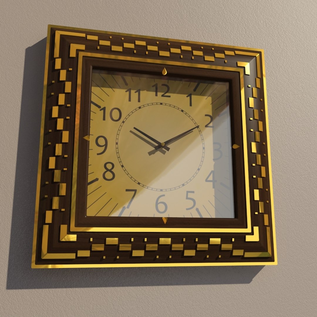 3D square wall clock decoration model - TurboSquid 1605608