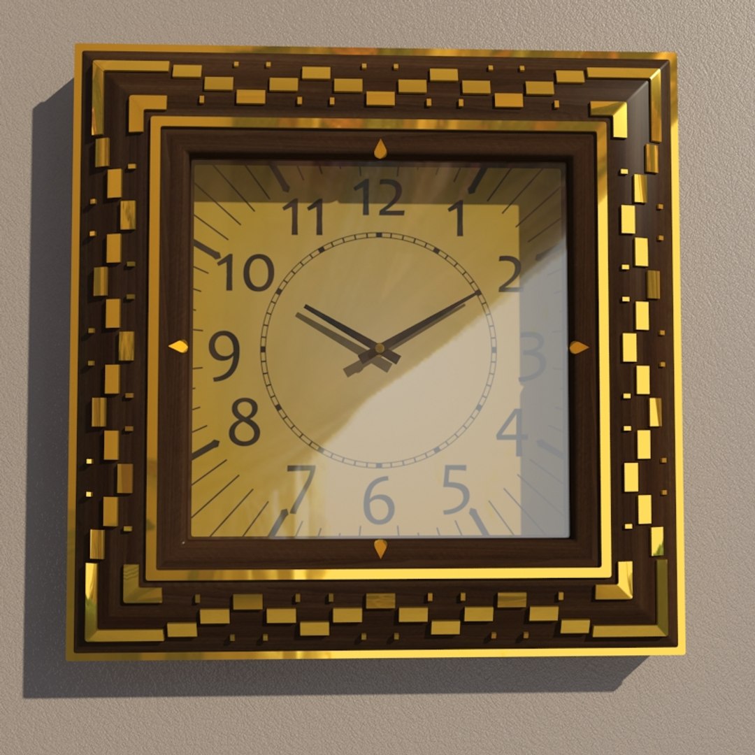 3D square wall clock decoration model - TurboSquid 1605608