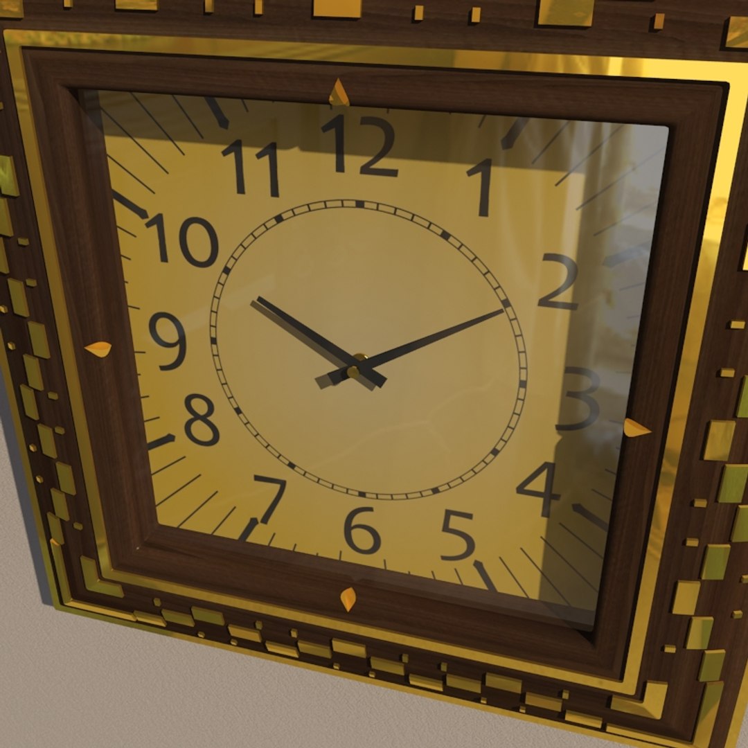 3D square wall clock decoration model - TurboSquid 1605608