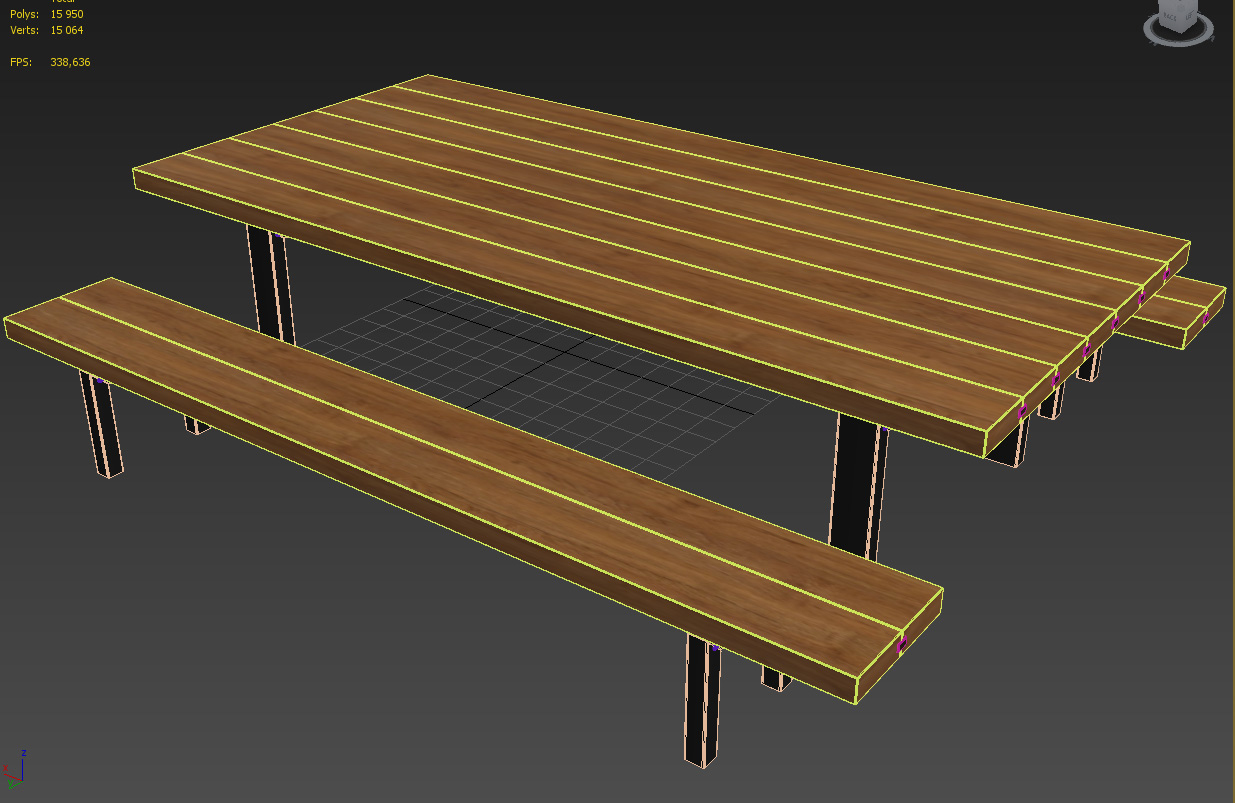 free wood table 3d model