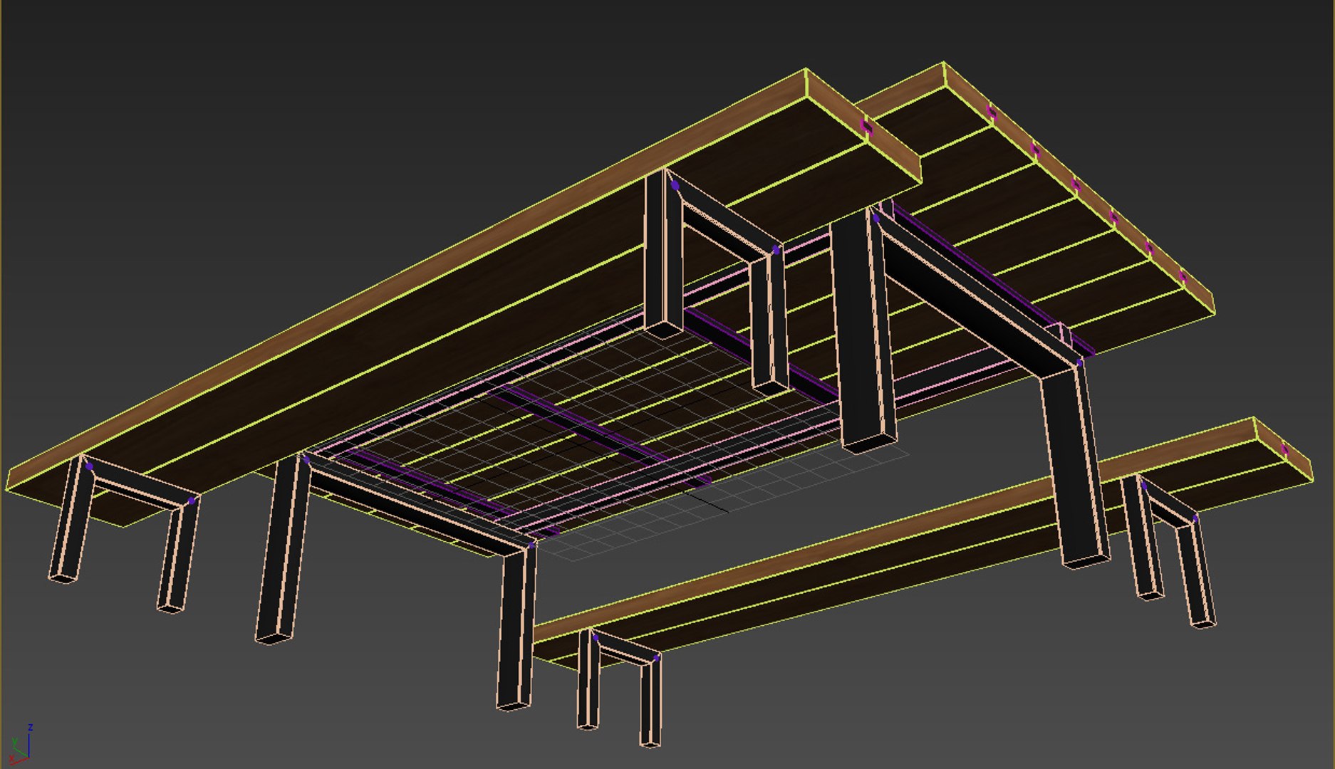 free wood table 3d model