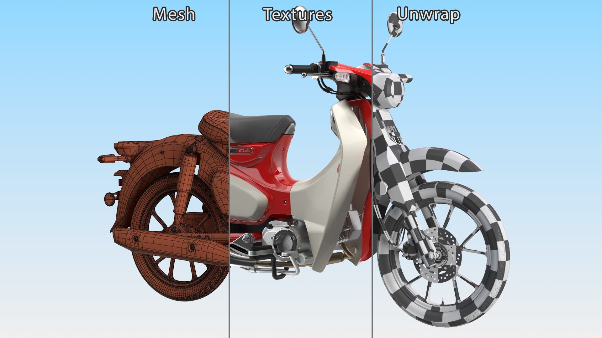3D Scooter Honda Super Cub 2024 Red Rigged - TurboSquid 2234565