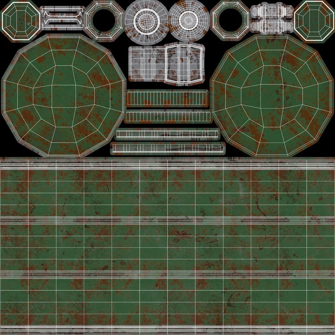 Steel Barrel - Green - Rusted Model - TurboSquid 2117381