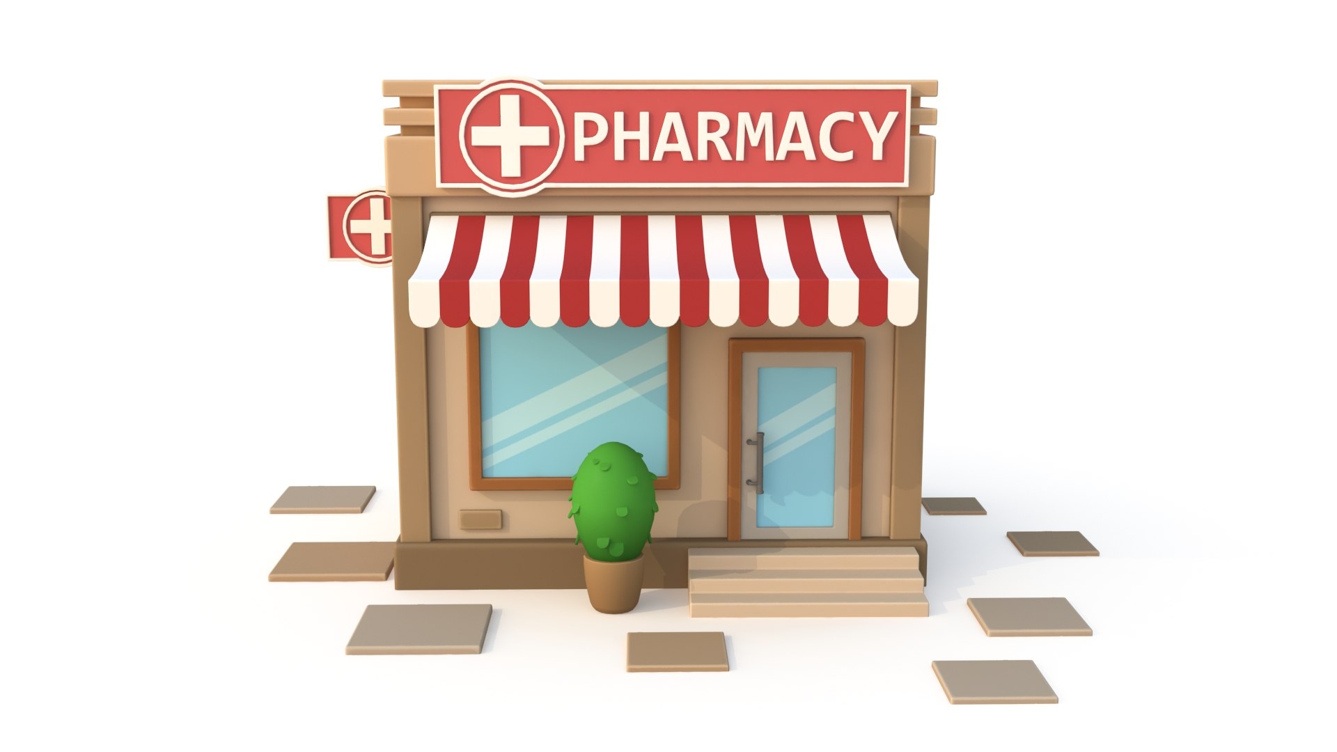 Cartoon Pharmacy 3D Model - TurboSquid 2287311