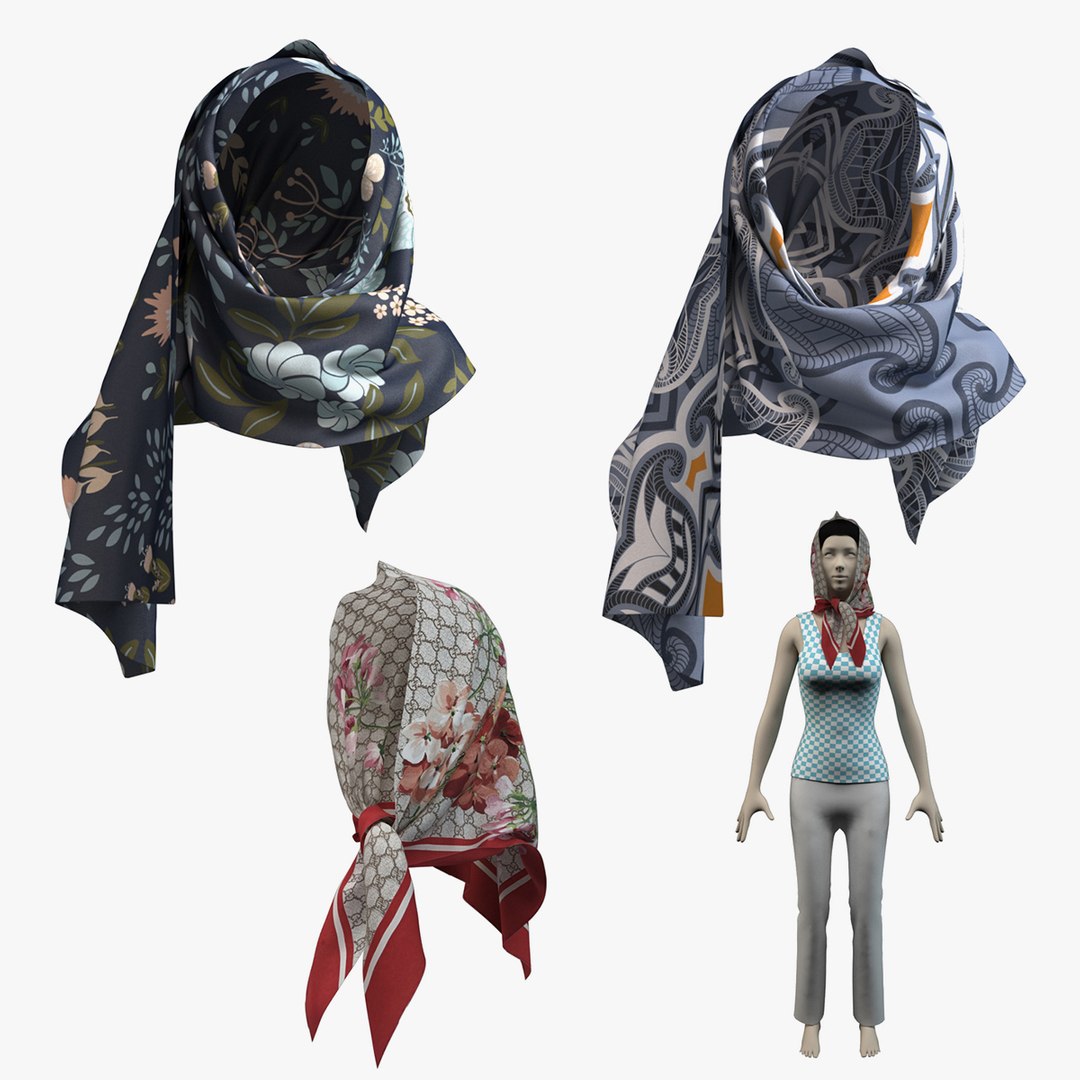 3D model Scarf and Gucci Plane Shawl Collection 002 - TurboSquid 1923758