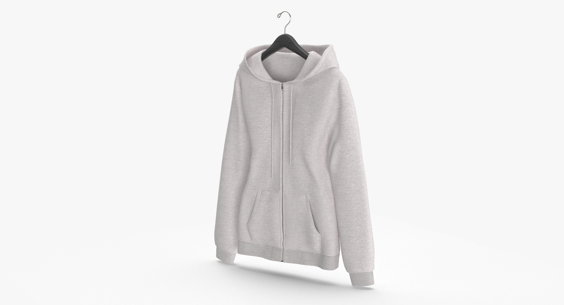 Zipper Hooded Sweatshirt Hanging Female Pocket White And Branded ...