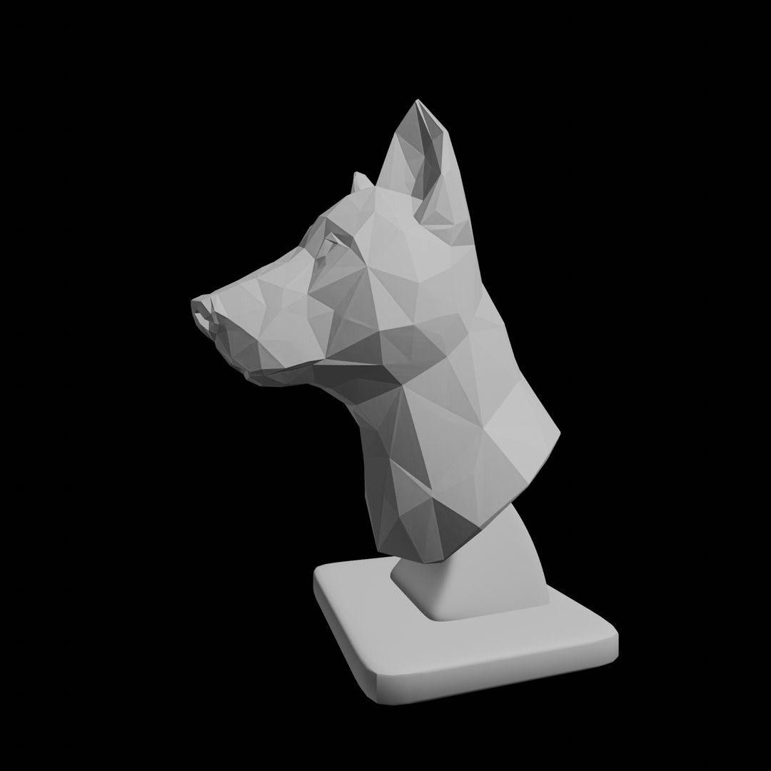 3D Geometric Dog Bust 3D Print Model Low Poly Canine Sculpture Model ...