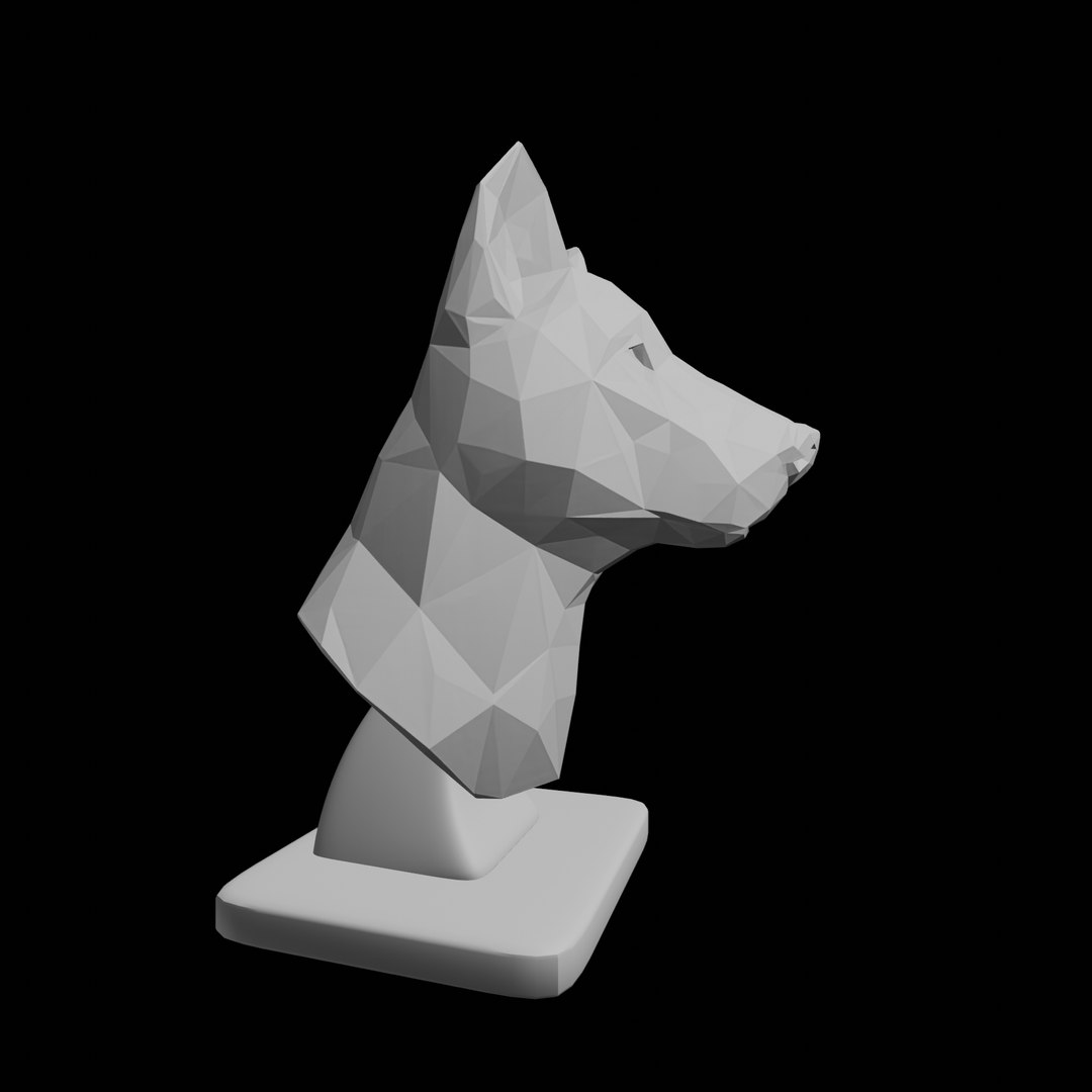 3D Geometric Dog Bust 3D Print Model Low Poly Canine Sculpture Model ...