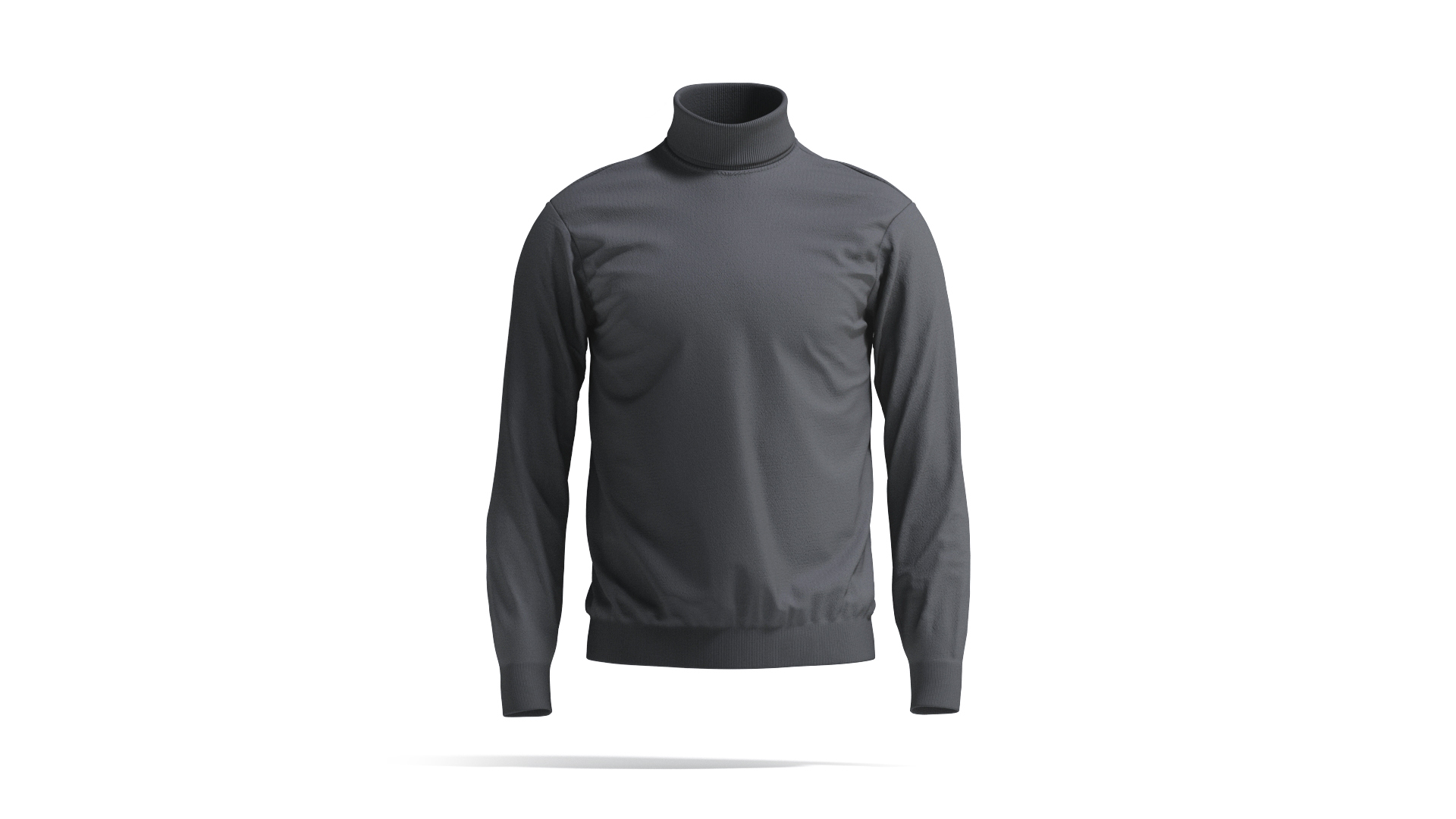 3D Black Turtleneck Sweater - Long Neck Knitted Mens Pullover ...