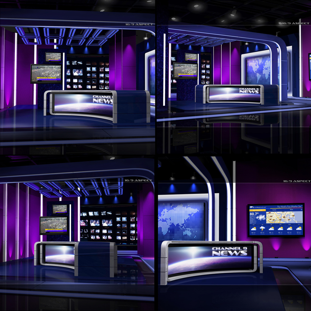 3d model european virtual set news studio