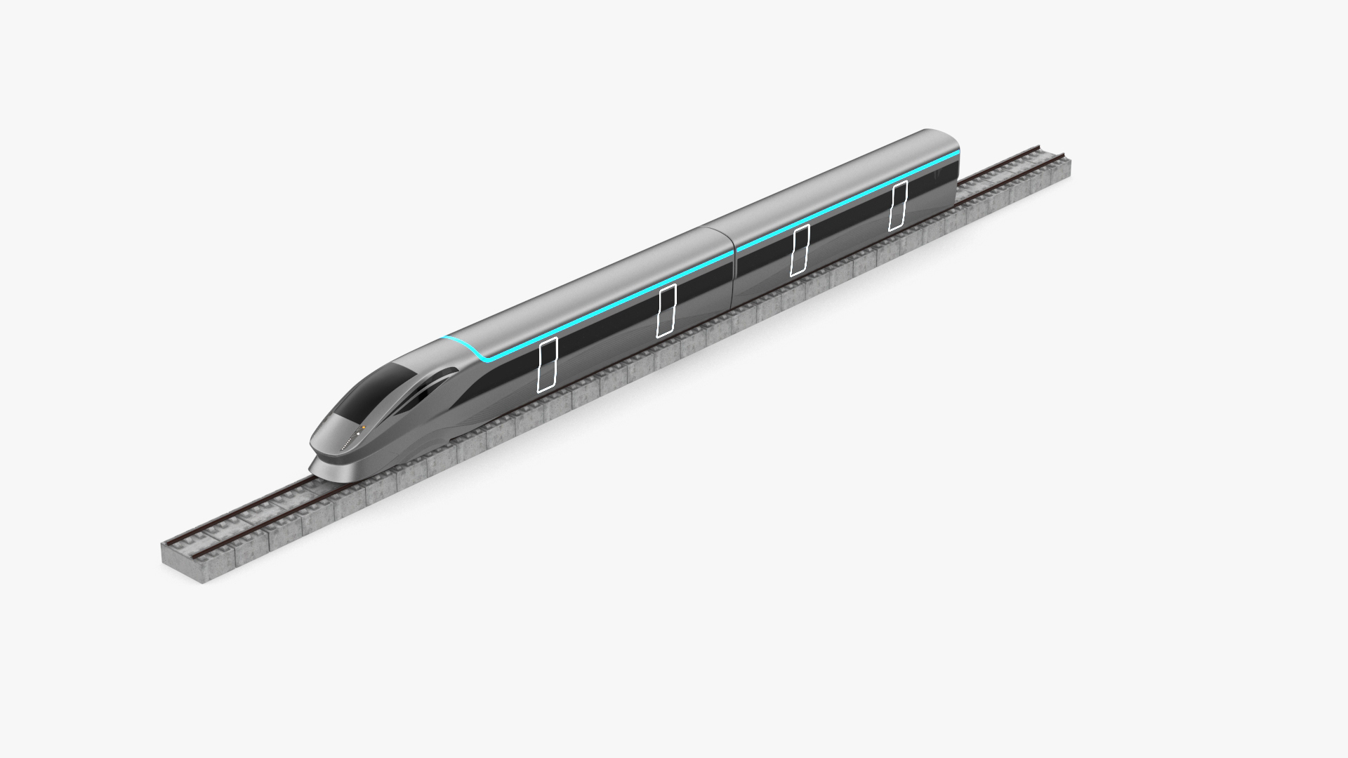 Modern High Speed Train On The Tracks 3D Model - TurboSquid 2261366