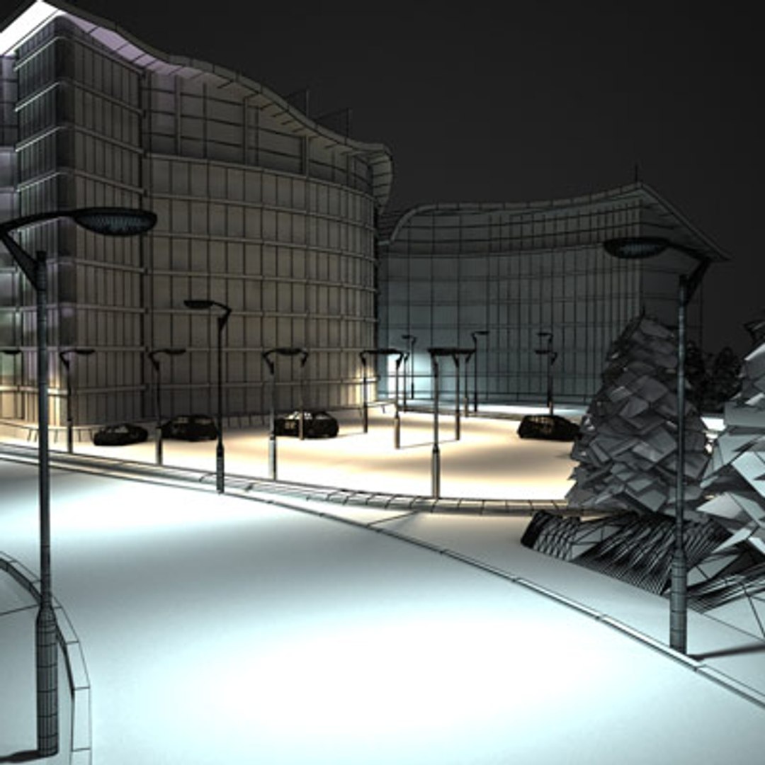3d Model City Business Area Office Buildings