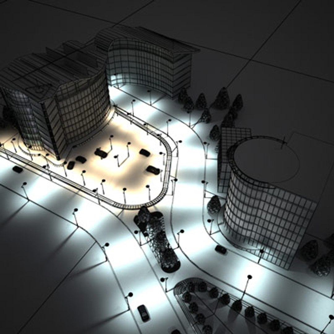 3d Model City Business Area Office Buildings