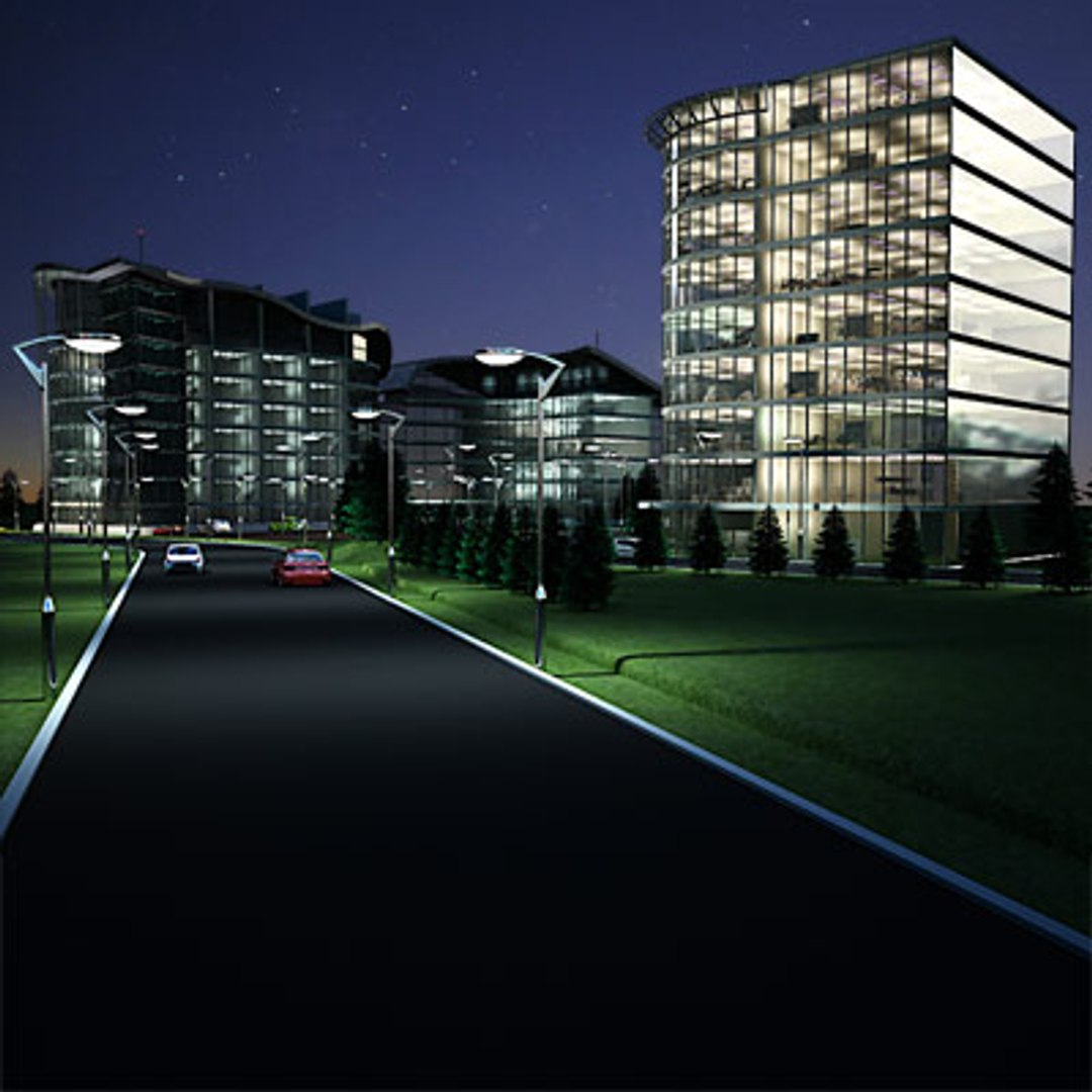 3d Model City Business Area Office Buildings