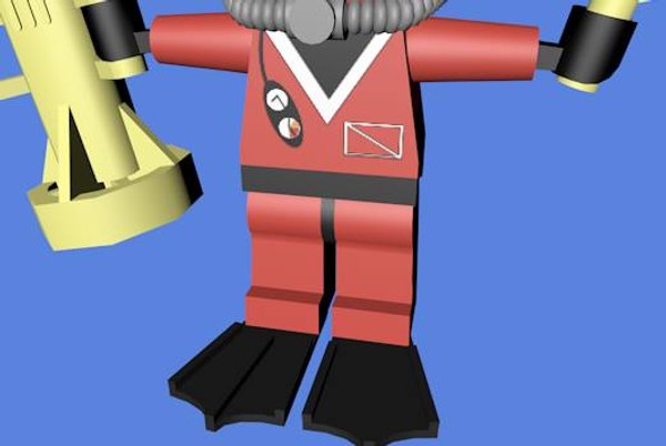 3d lego scuba diver rigged