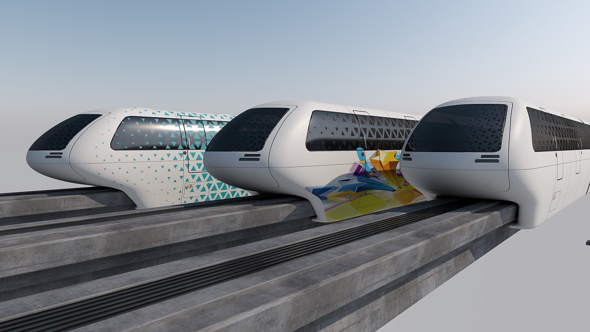 3D Mono Rail Train 01 - TurboSquid 1410838