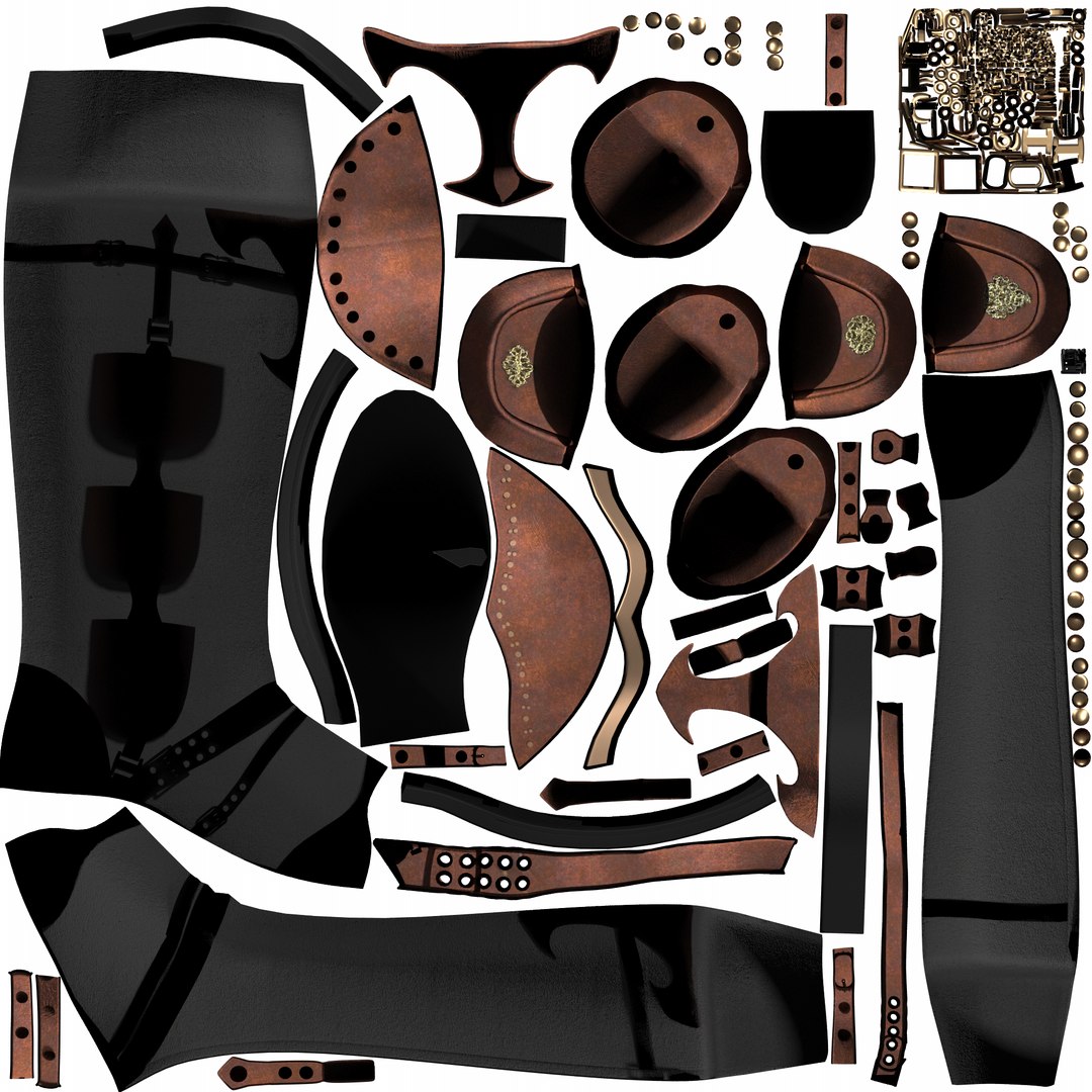 3D Steampunk Pockets Decorated Mid-Calf Boots With Straps - TurboSquid ...