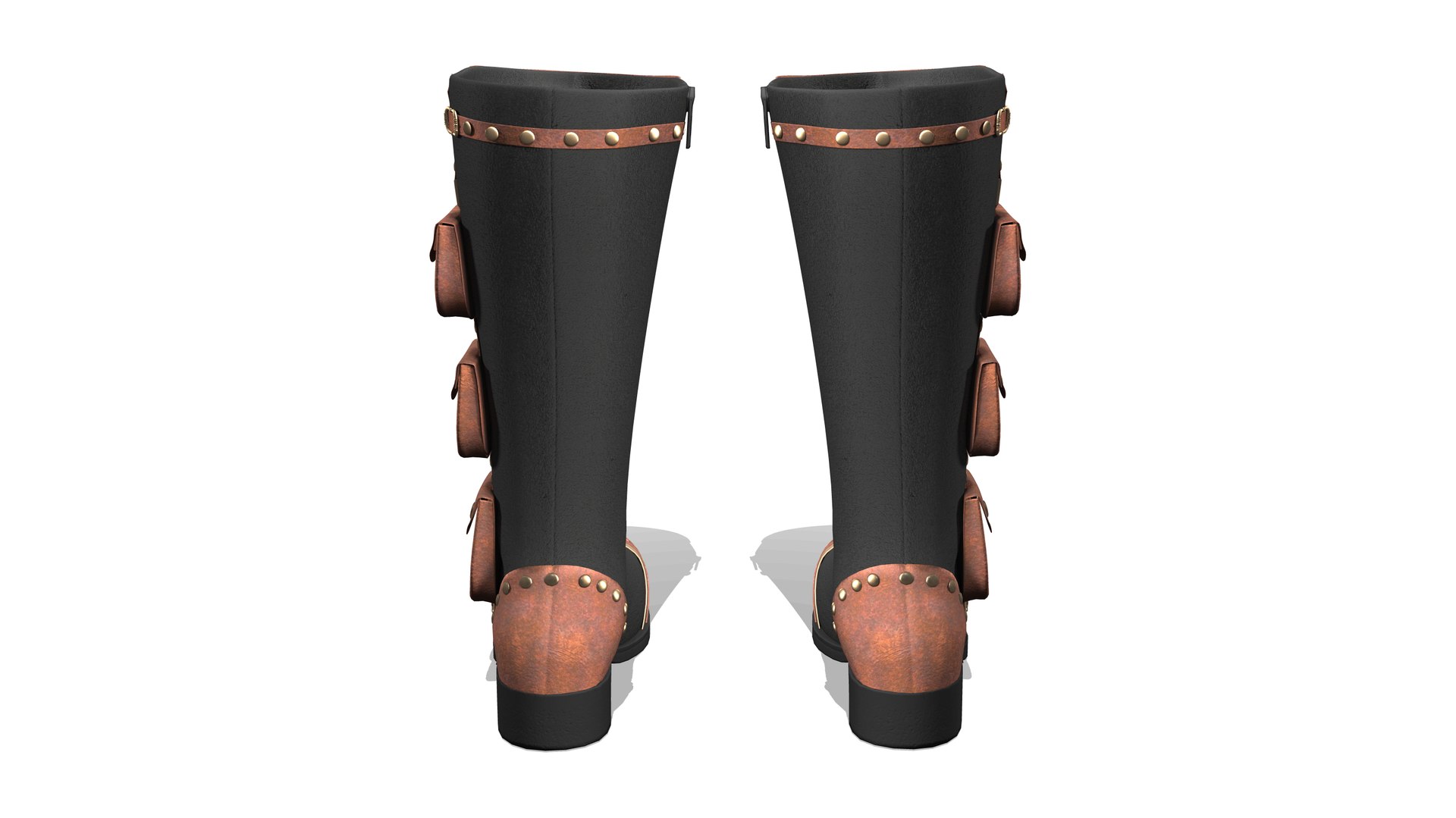 3D Steampunk Pockets Decorated Mid-Calf Boots With Straps - TurboSquid ...