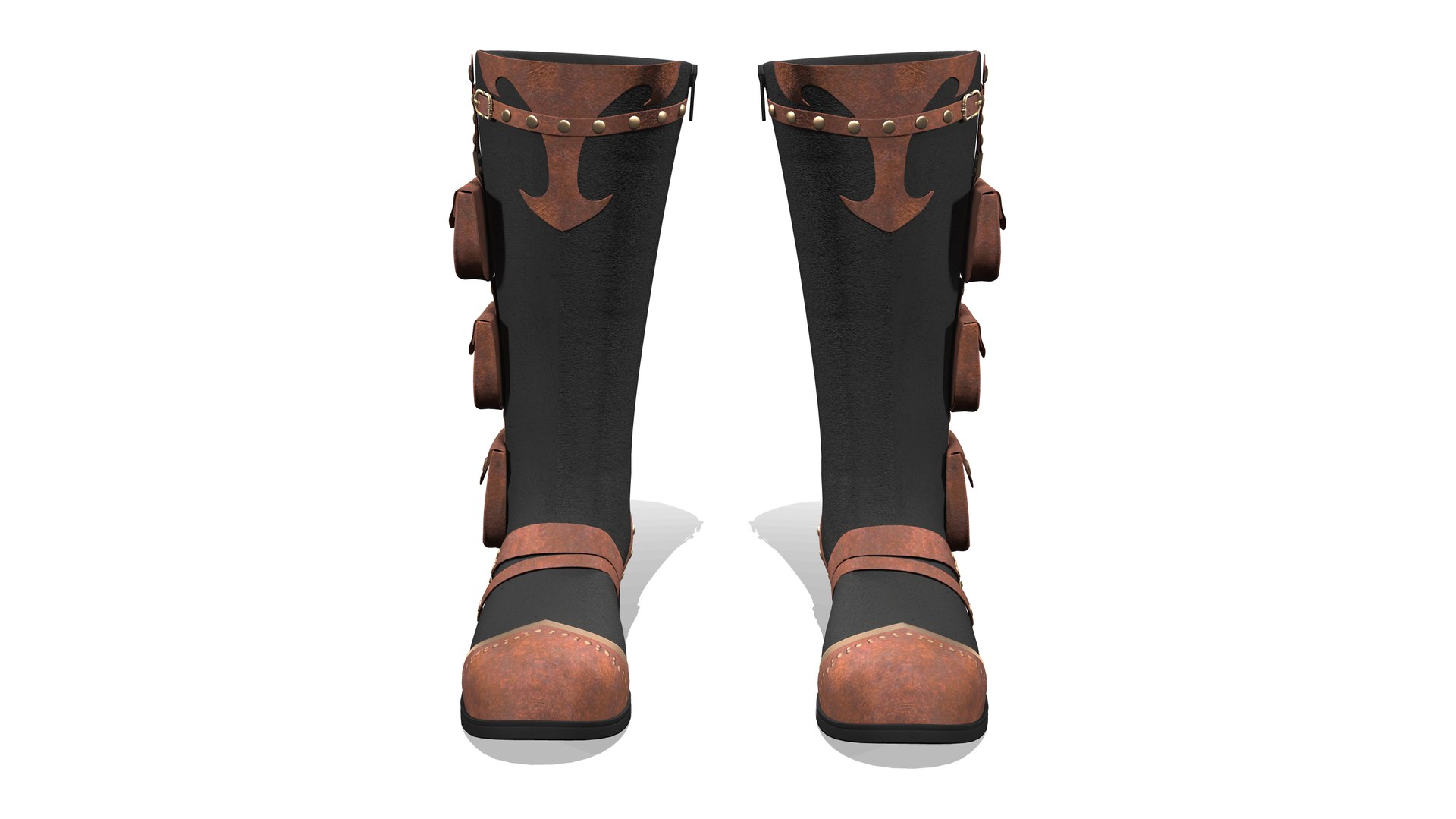 3D Steampunk Pockets Decorated Mid-Calf Boots With Straps - TurboSquid ...