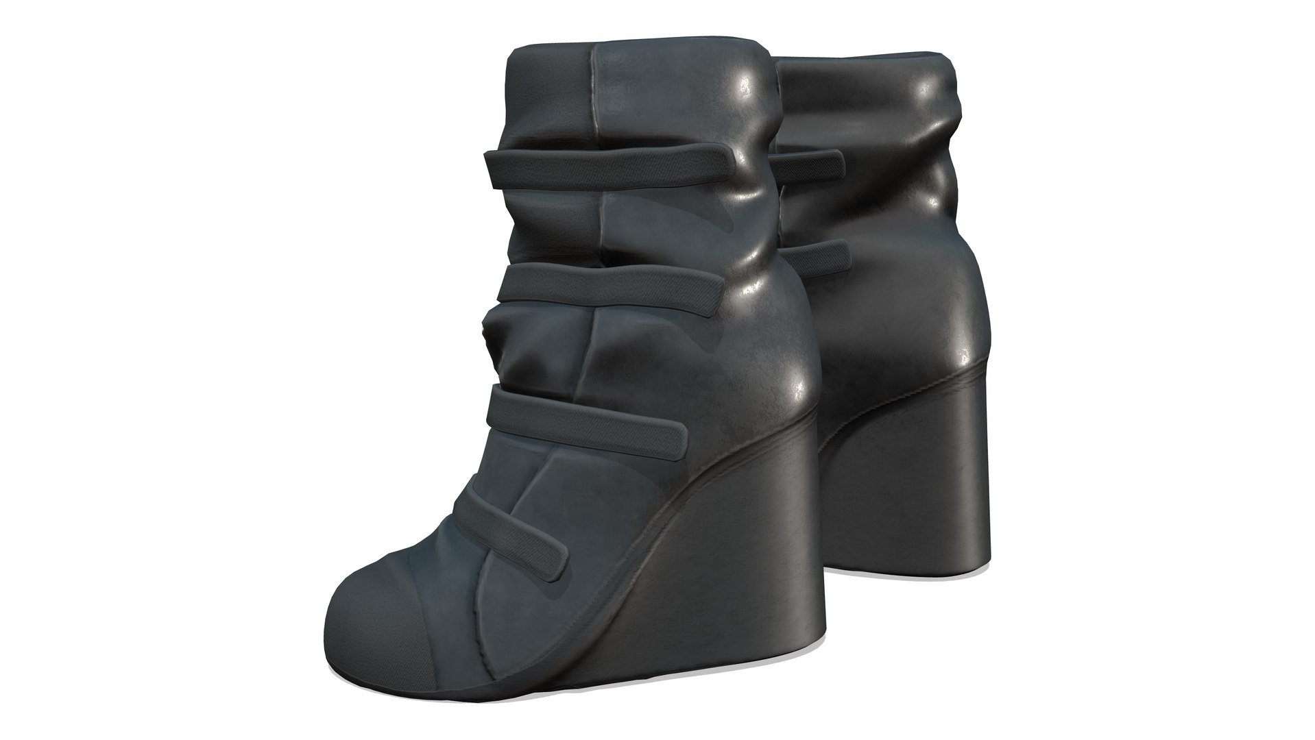 Cyberpunk Velcro Wraps Wedge Heels Futuristic Ankle Boots 3D Model ...
